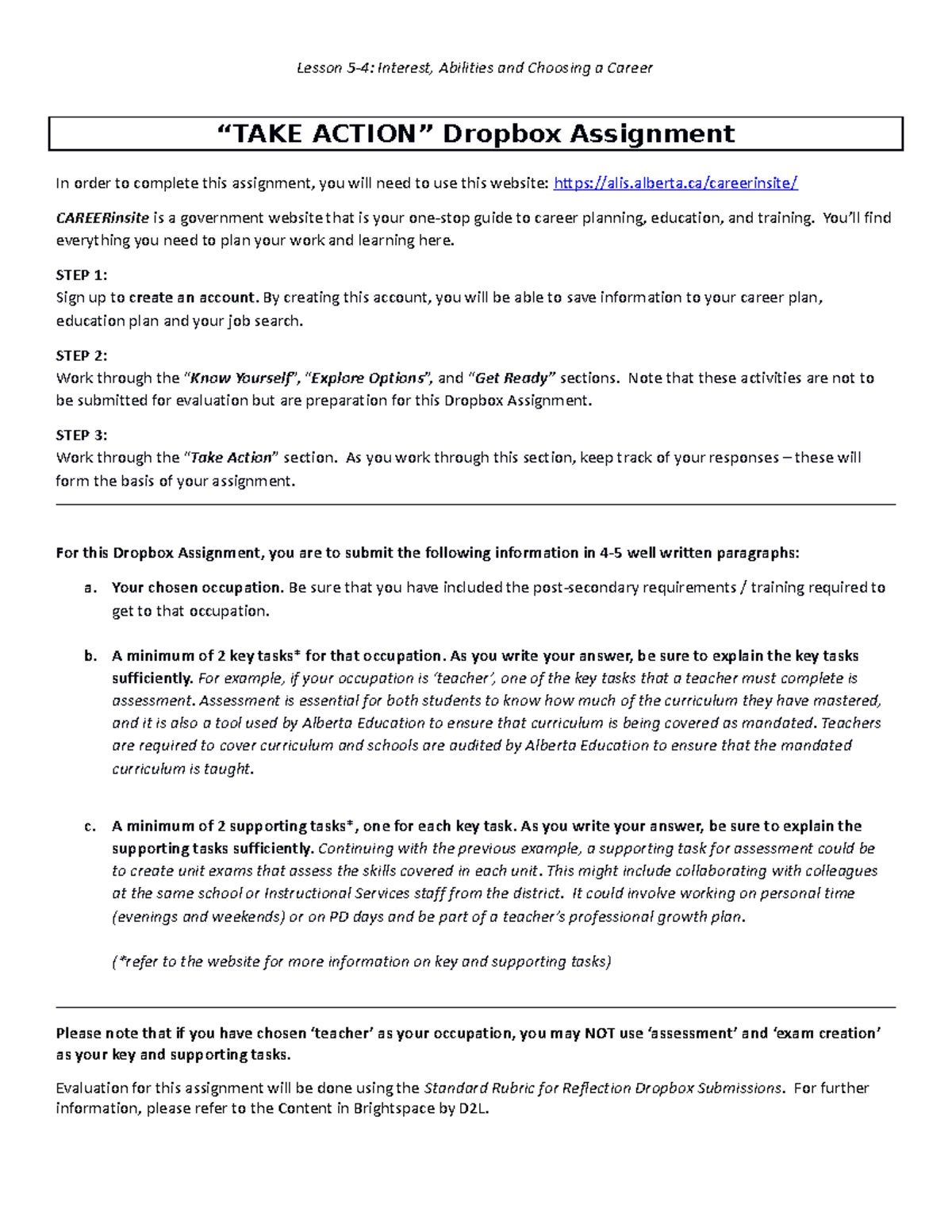 Lesson 5-4 Interests Abilities and Choosing a Career Worksheet - Studocu
