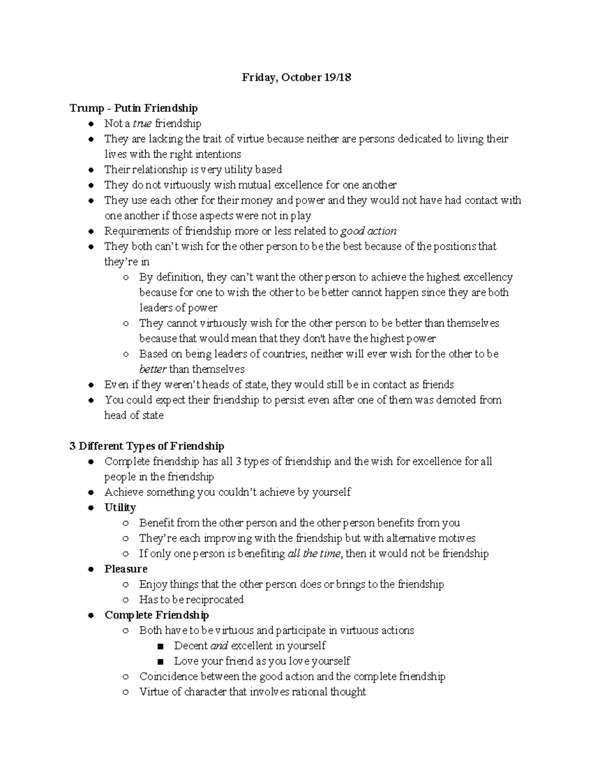 Utility - PHIL 101 - Friday, October Trump Putin Friendship Not a true ...