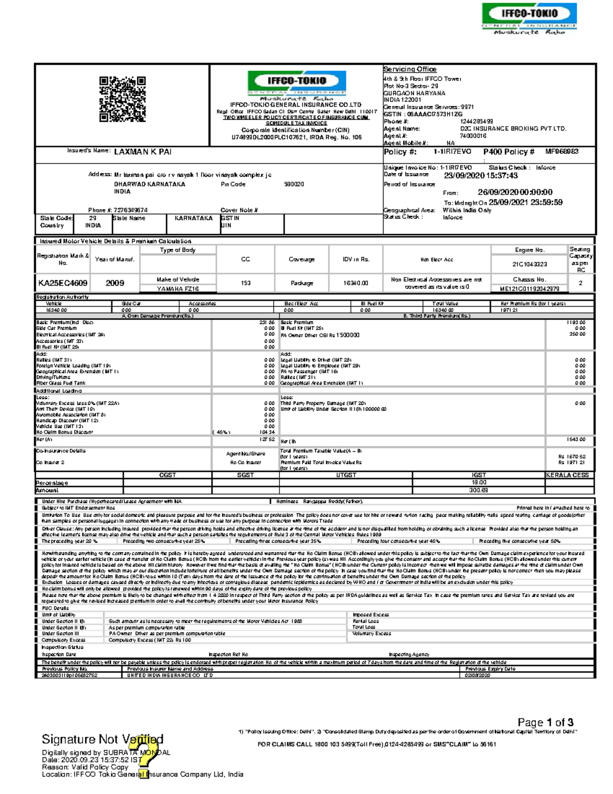 Laxman pai insurance - Page 1 of 3 "Policy Issuing Office: Delhi", 2 ...