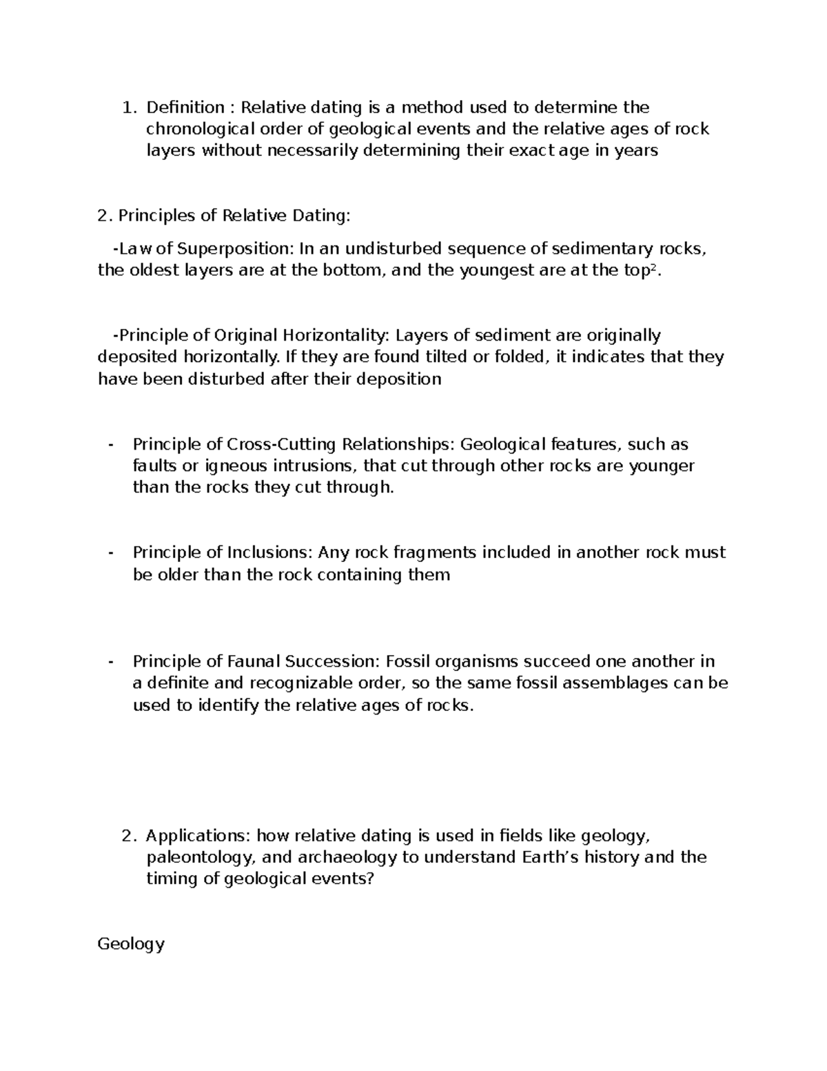 Relative dating earth sci - Definition : Relative dating is a method ...