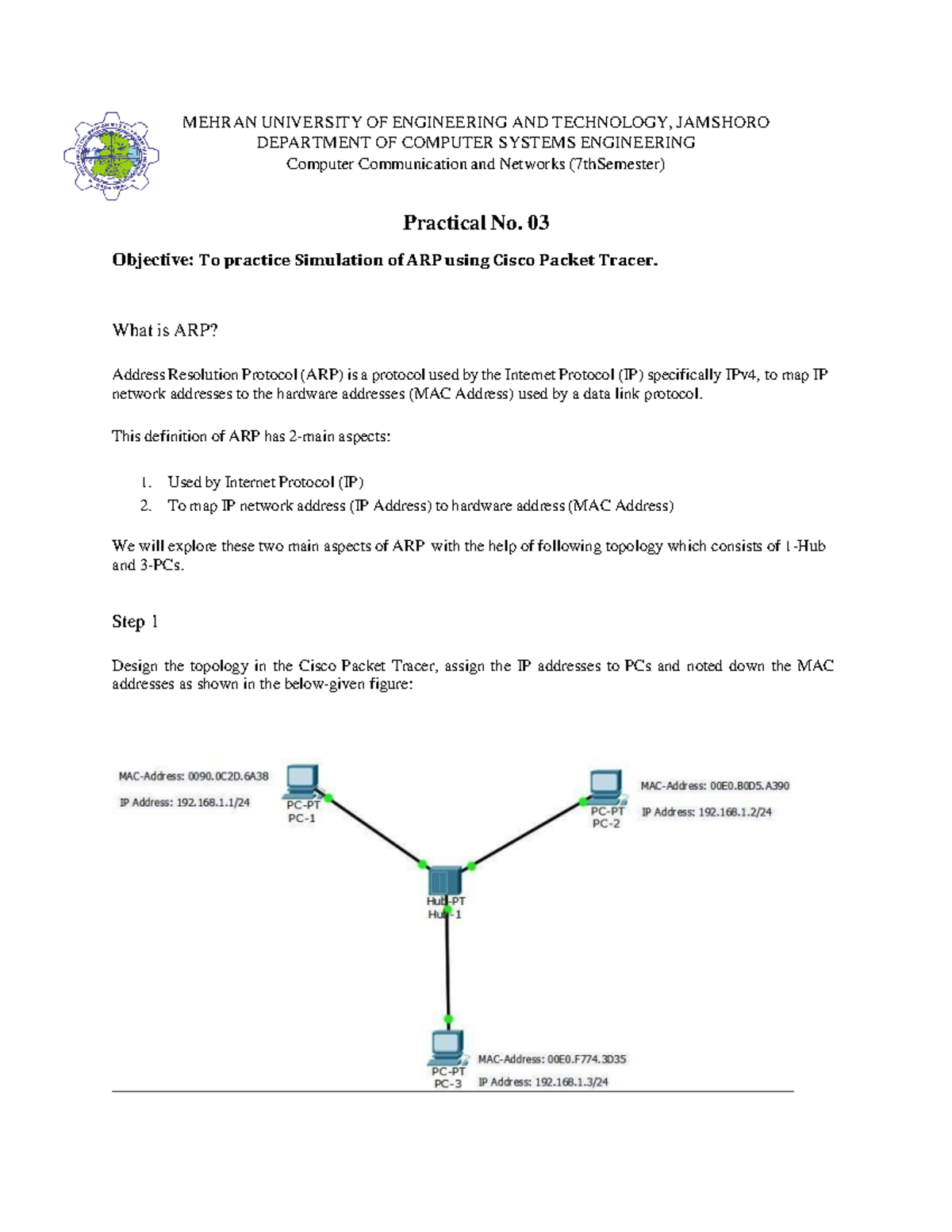 Lab 03 - Lab Manual Solved - MEHRAN UNIVERSITY OF ENGINEERING AND ...