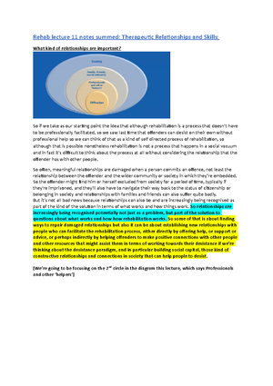 rehabilitation of offenders lecture 10 notes - Rehab lecture 10 Summary ...