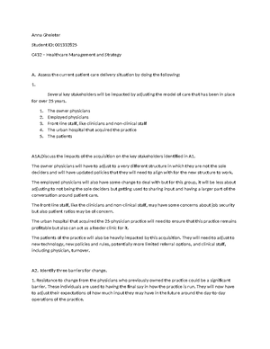 C432 - Health Care Management and Strategy - Performance Assessment ...