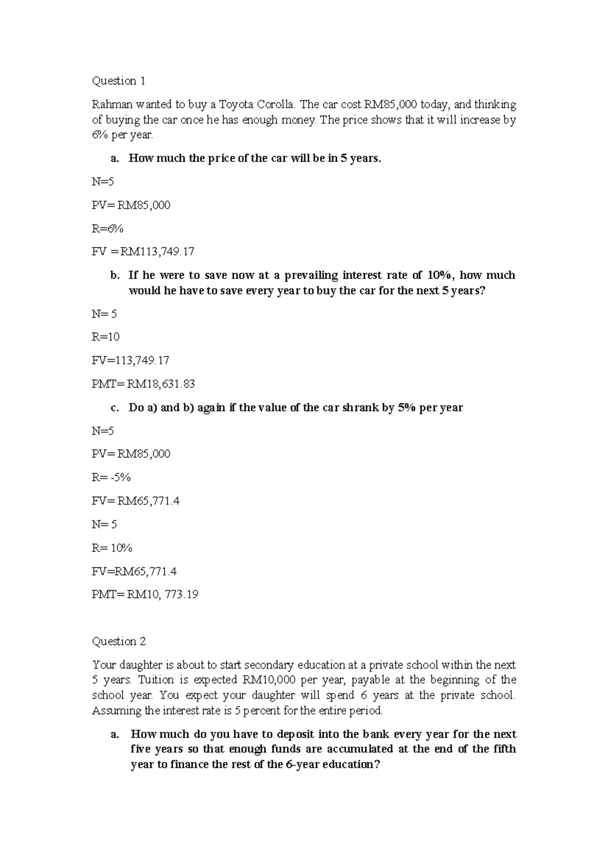 Chapter 5 - Question and answer - Question 1 Rahman wanted to buy a ...