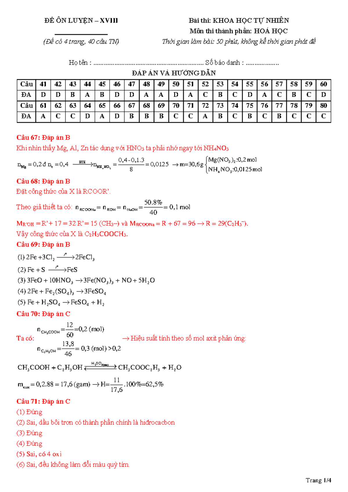 18 - knjb,kgy uhj - ĐỀ ÔN LUYỆN – XVIII (Đề có 4 trang, 40 câu TN) Bài ...