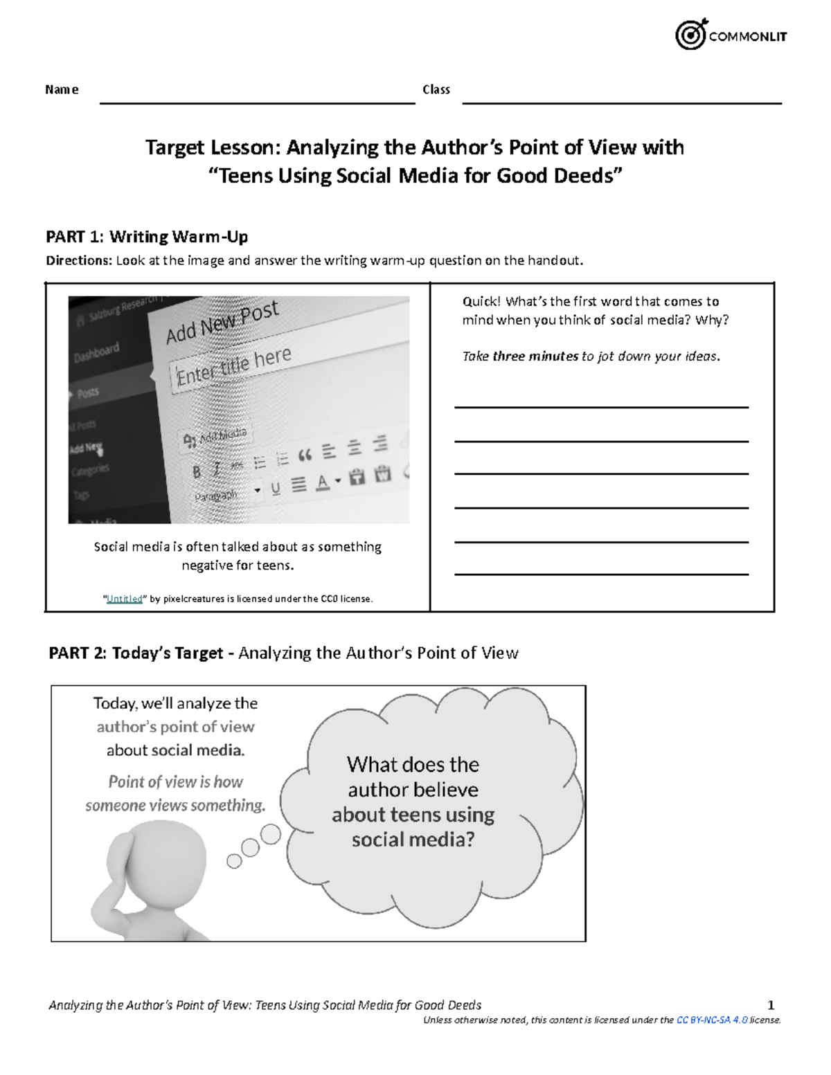 Teens Using Social Media for Good Deeds Target Lesson Student Copy Ed1 ...