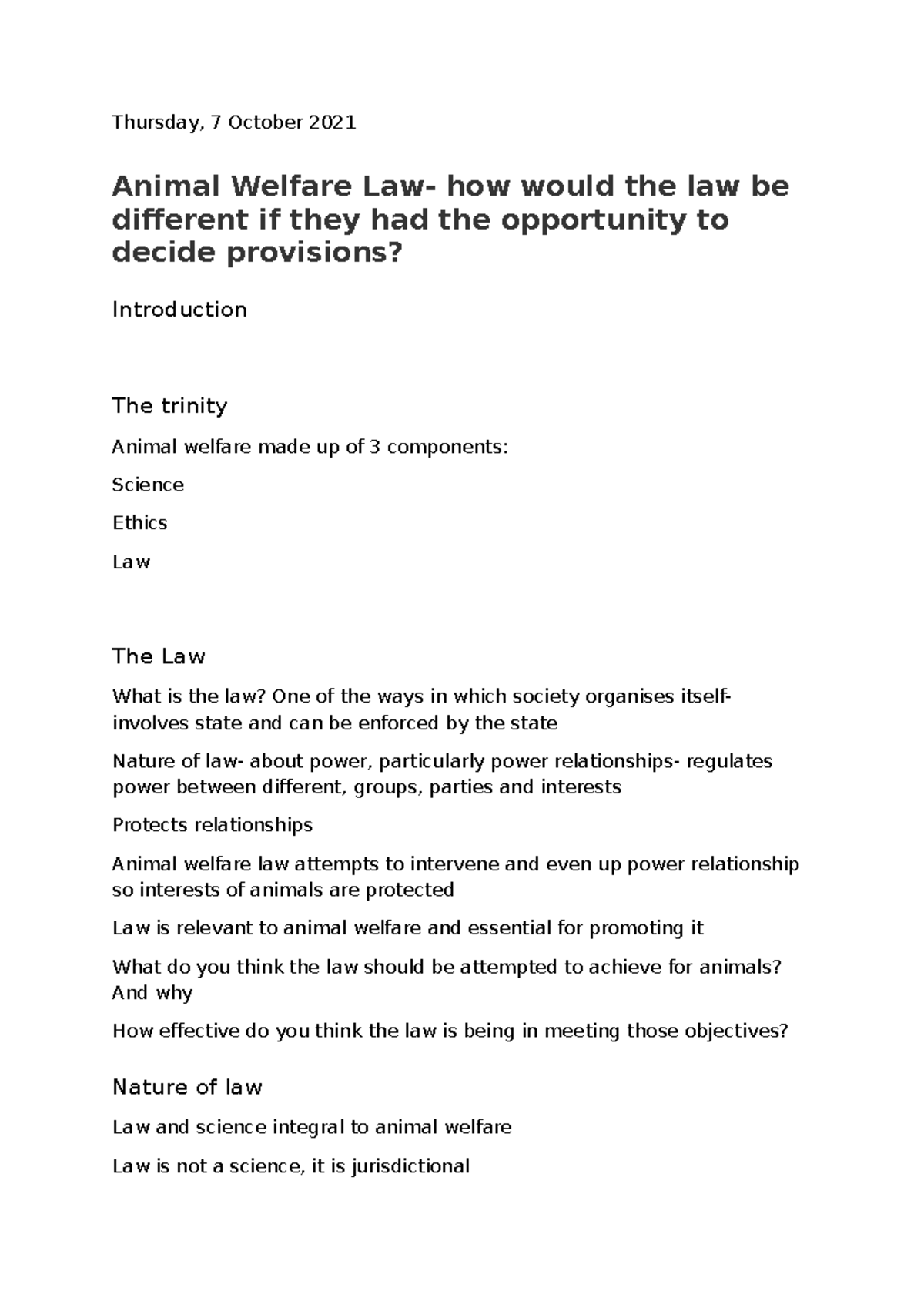 Animal Welfare Notes - Thursday, 7 October 2021 Animal Welfare Law- how ...