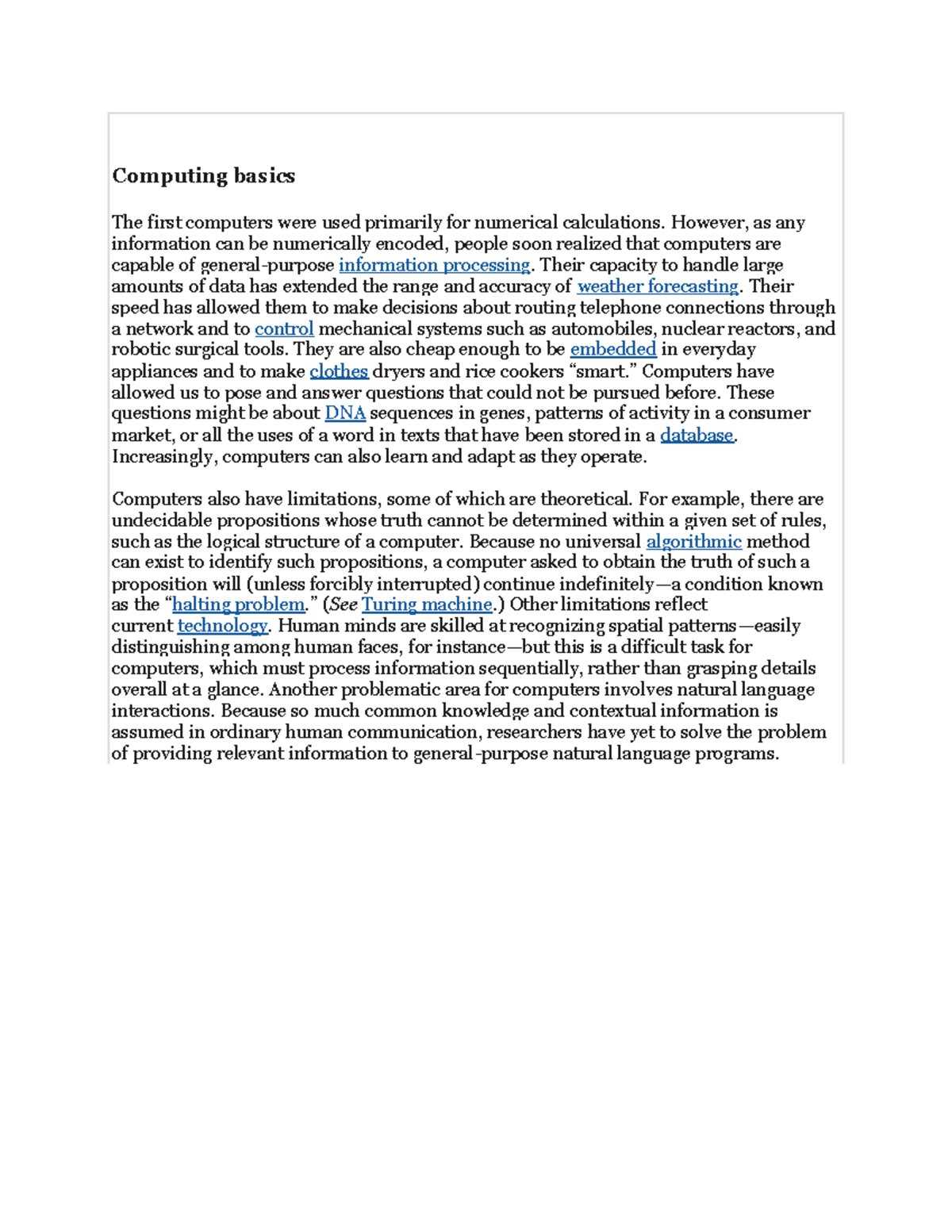 Computing basics - Computing basics The first computers were used ...
