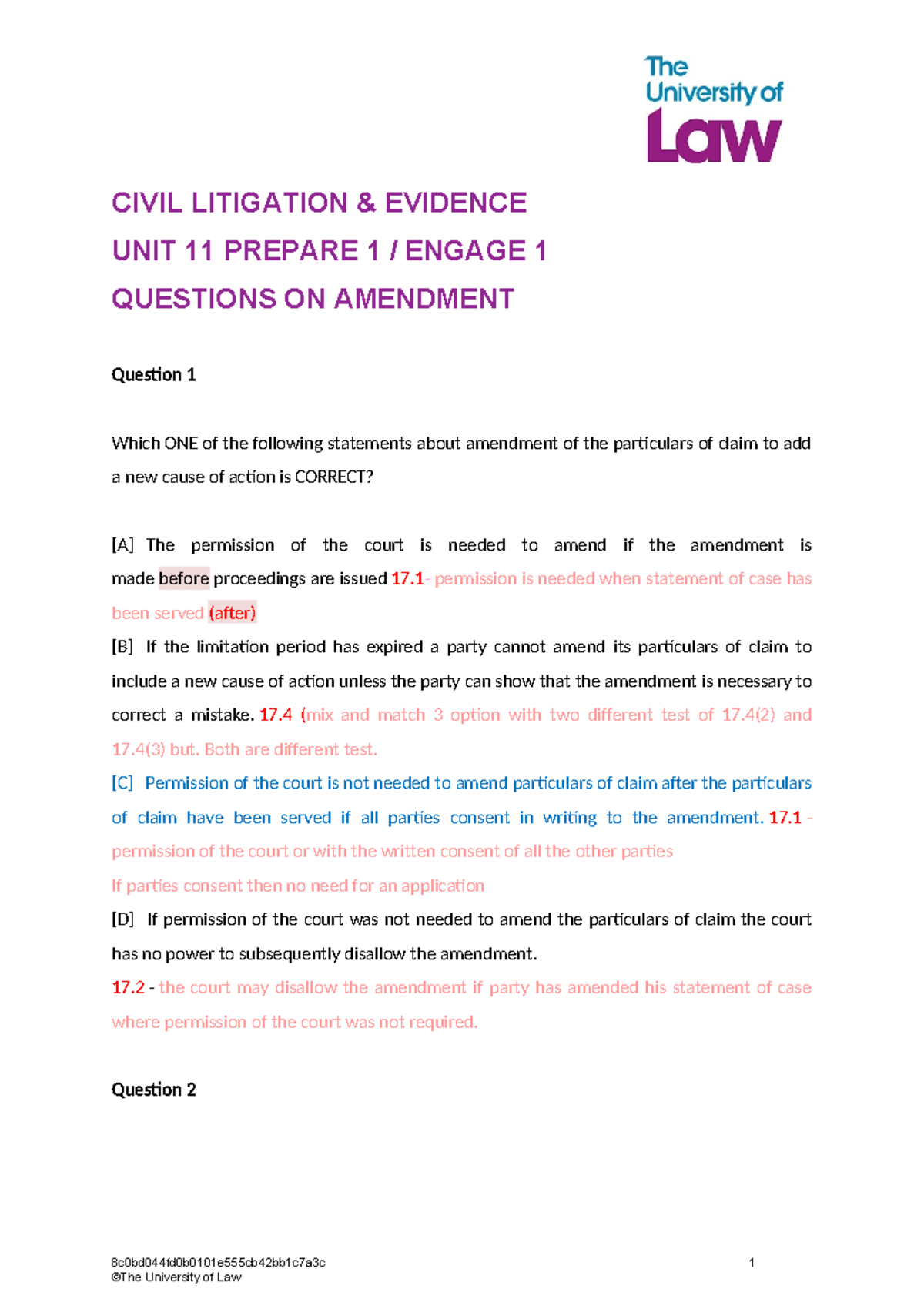 Prep Task 1 - notes - CIVIL LITIGATION & EVIDENCE UNIT 11 PREPARE 1 ...