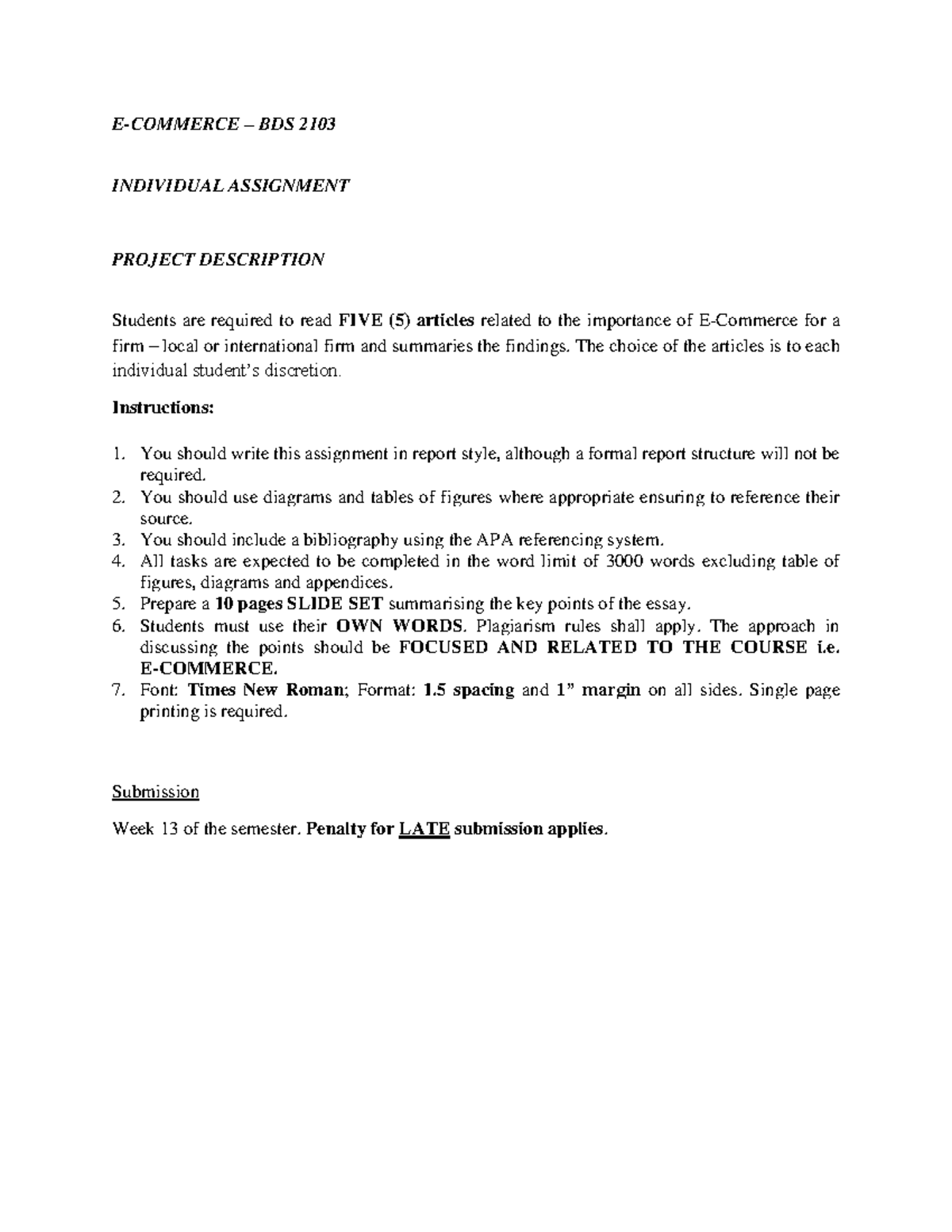 Individual Assignment EC BDS 2103 - E-COMMERCE – BDS 2103 INDIVIDUAL ...