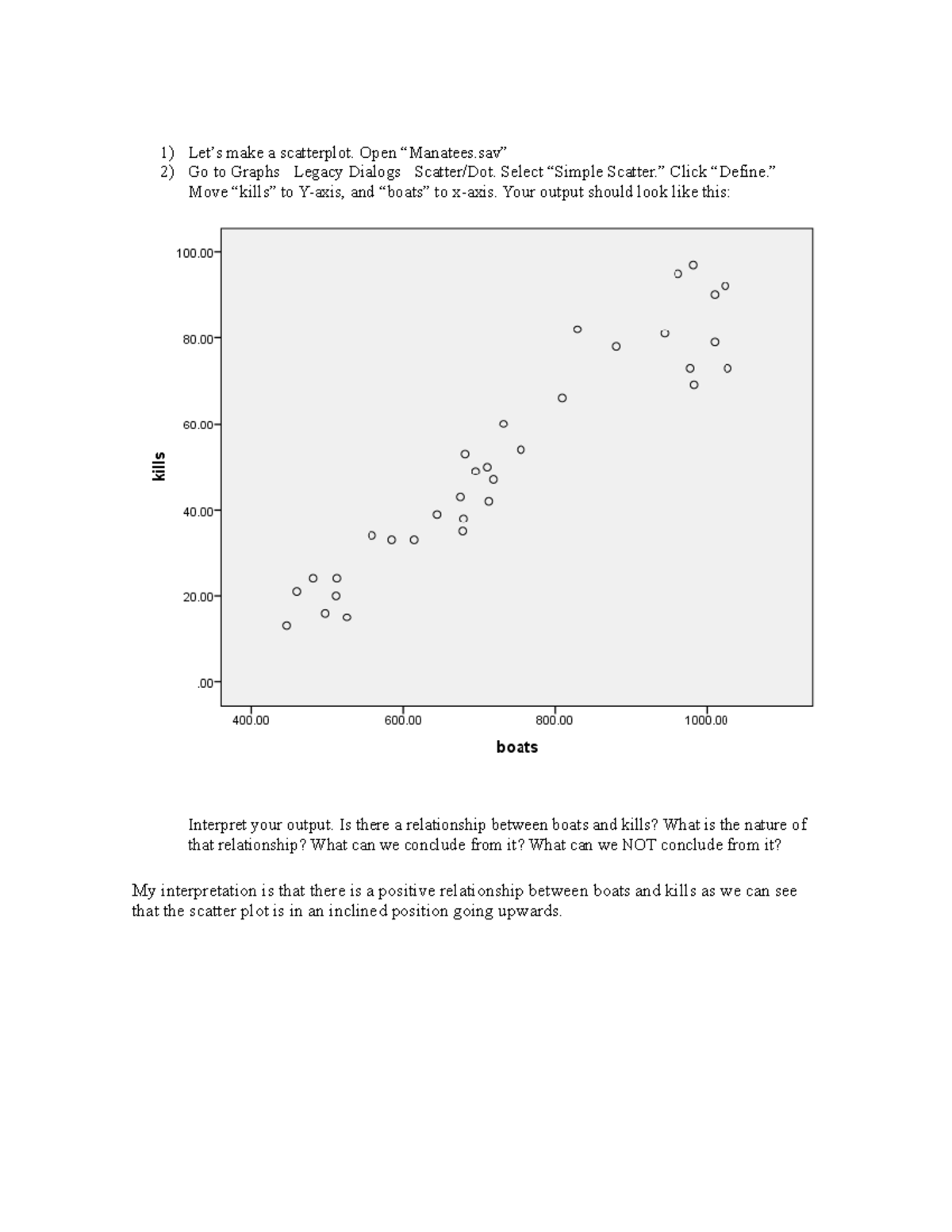 Lab.02 - Handout - Lab notes - Let’s make a scatterplot. Open “Manatees ...