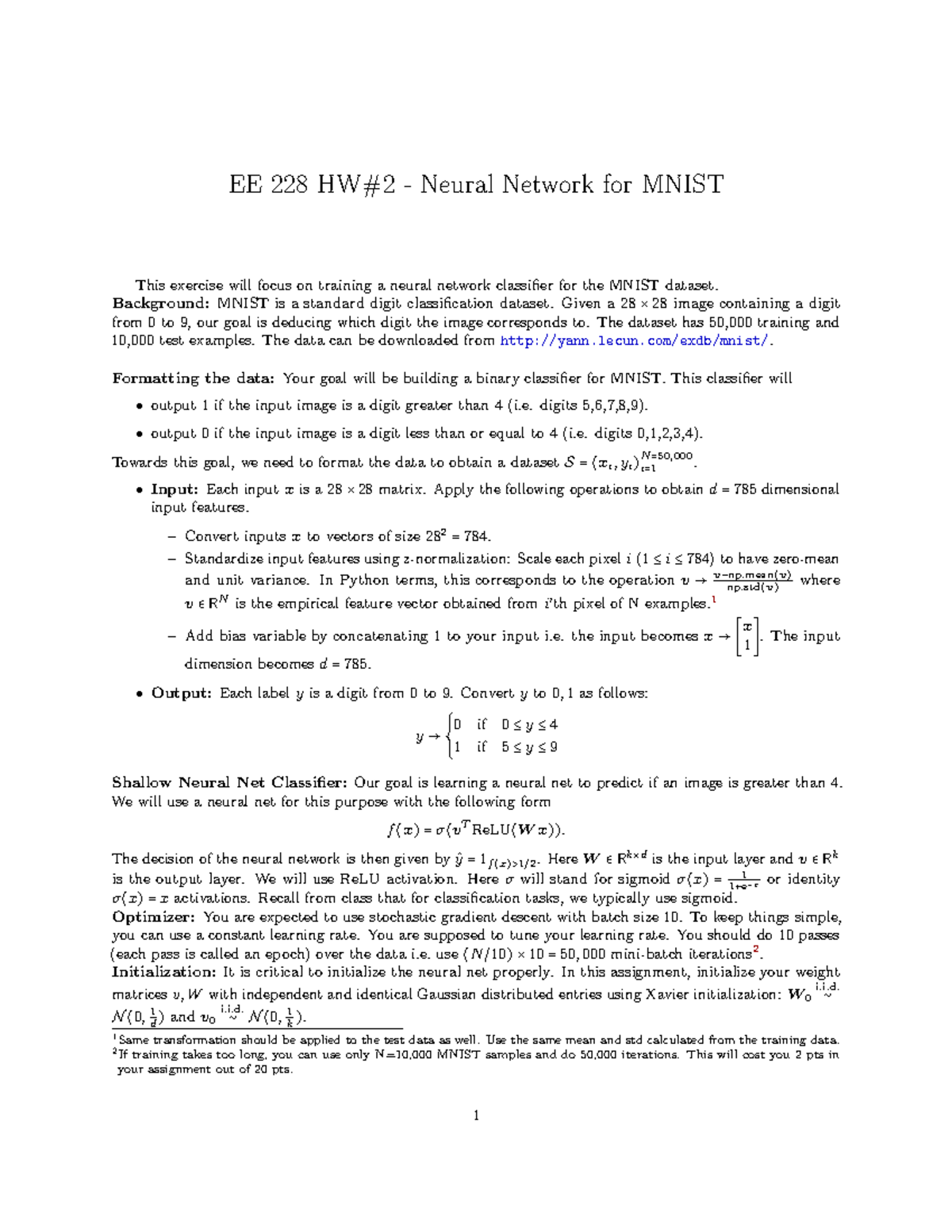 Coding hw II - Samet Oymak - EE 228 HW#2 - Neural Network for MNIST ...