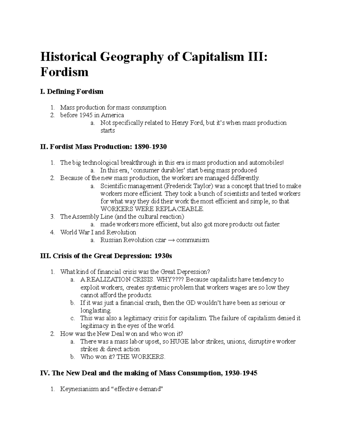 Historical Geography of Capitalism III - Fordism - Defining Fordism ...