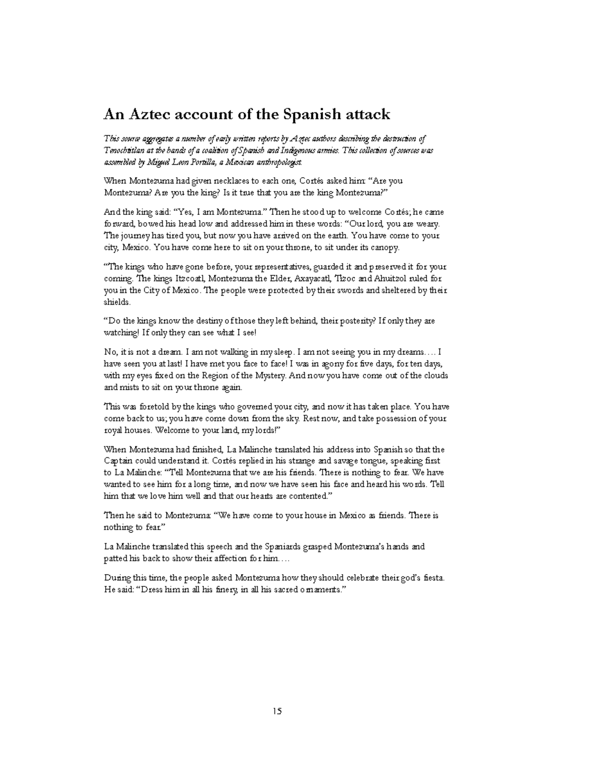 Ayawp - Aztec Account + de las Casas - An Aztec account of the Spanish ...