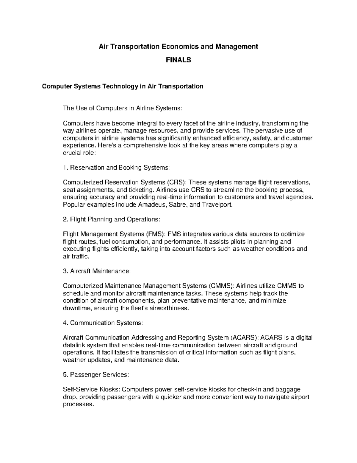 Air Tranportation and Economics - Air Transportation Economics and ...