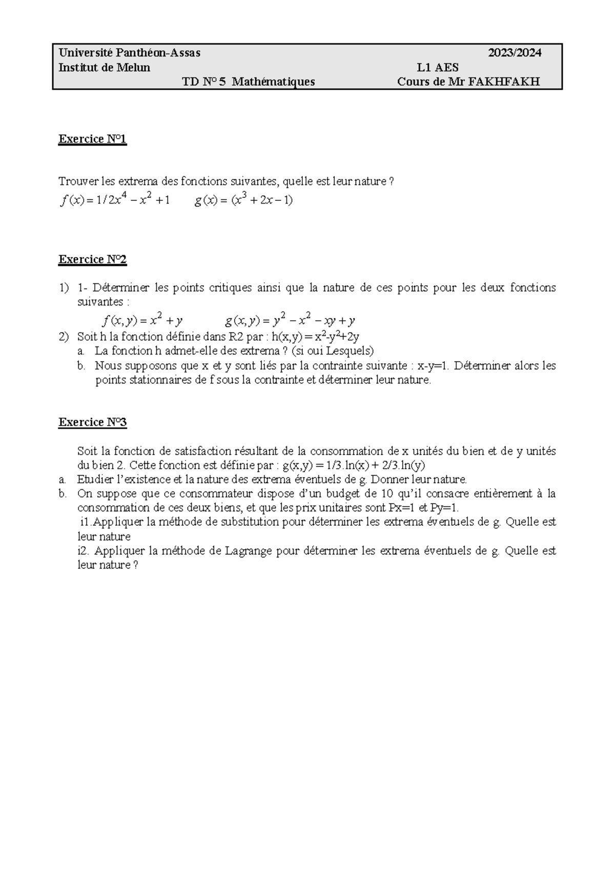 Correctio TD 5.6 AES - Université Panthéon-Assas 2023/ Institut de ...