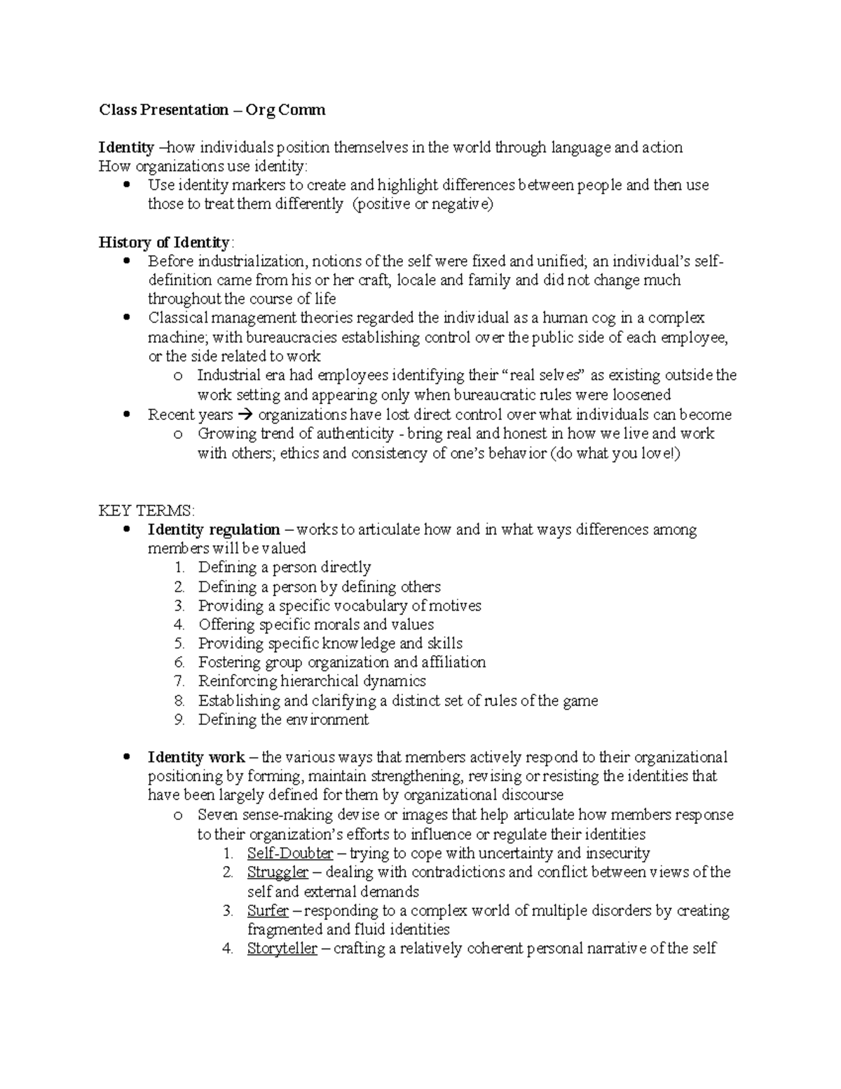 Org Identity - Class Presentation – Org Comm Identity –how individuals ...