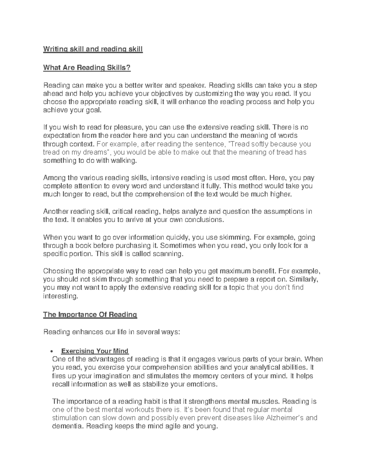 Writing skill and reading skill pdf - Writing skill and reading skill ...