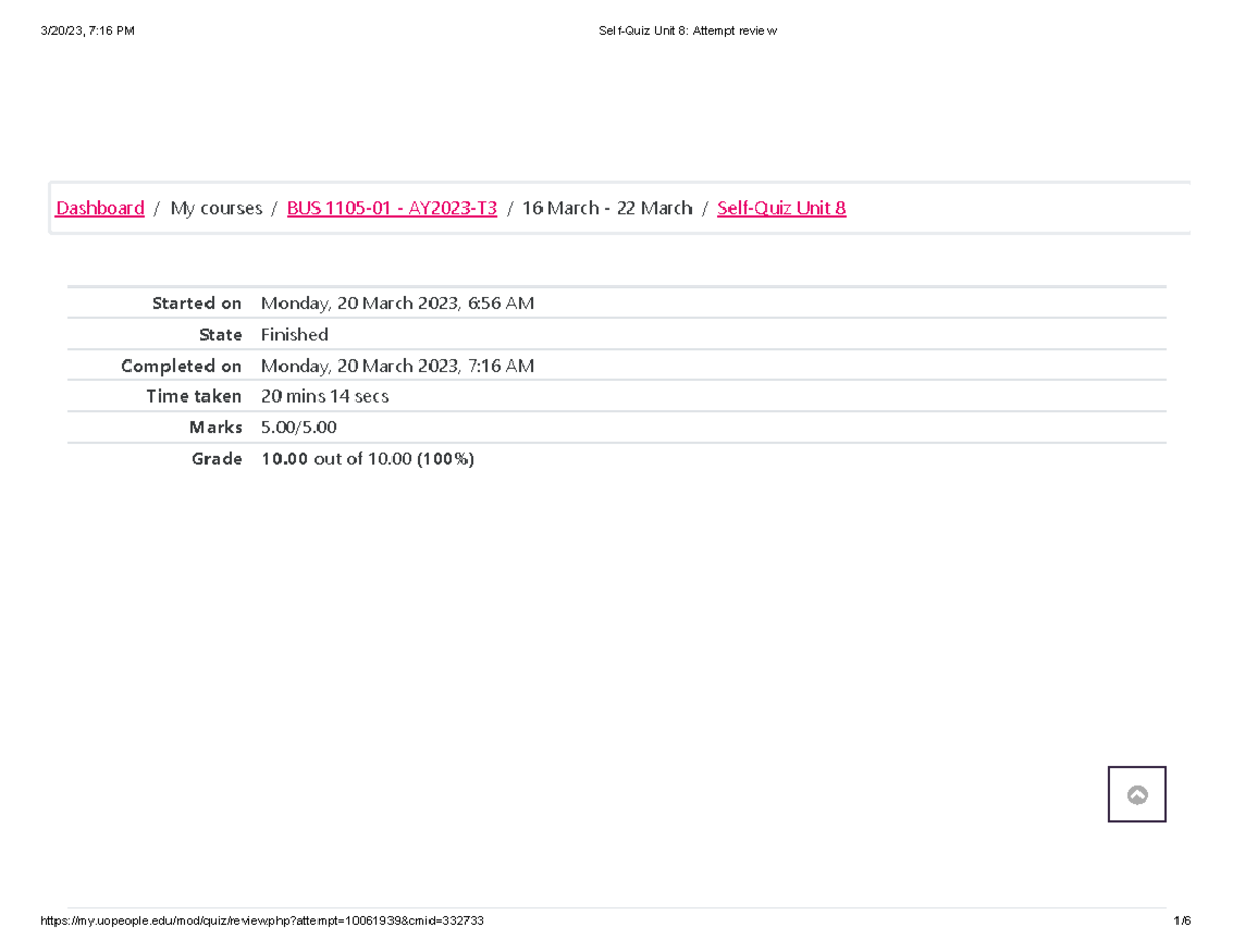Self-Quiz Unit 8 Business Communications - Started on Monday, 20 March ...