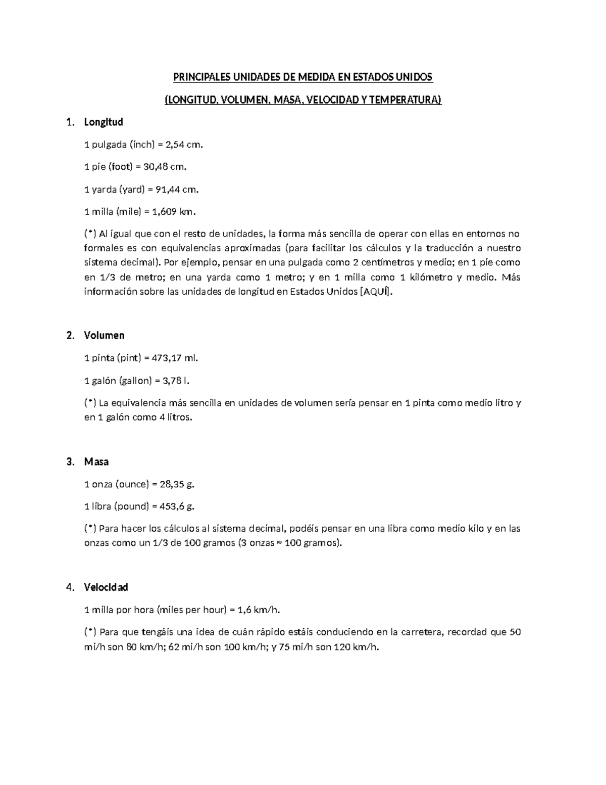 Equivalencias DE Medidas USA - Venezuela - PRINCIPALES UNIDADES DE ...