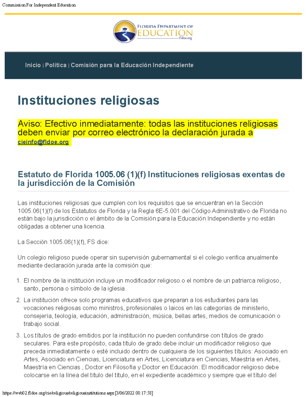 Commission For Independent Education - Inicio | Política | Comisión ...