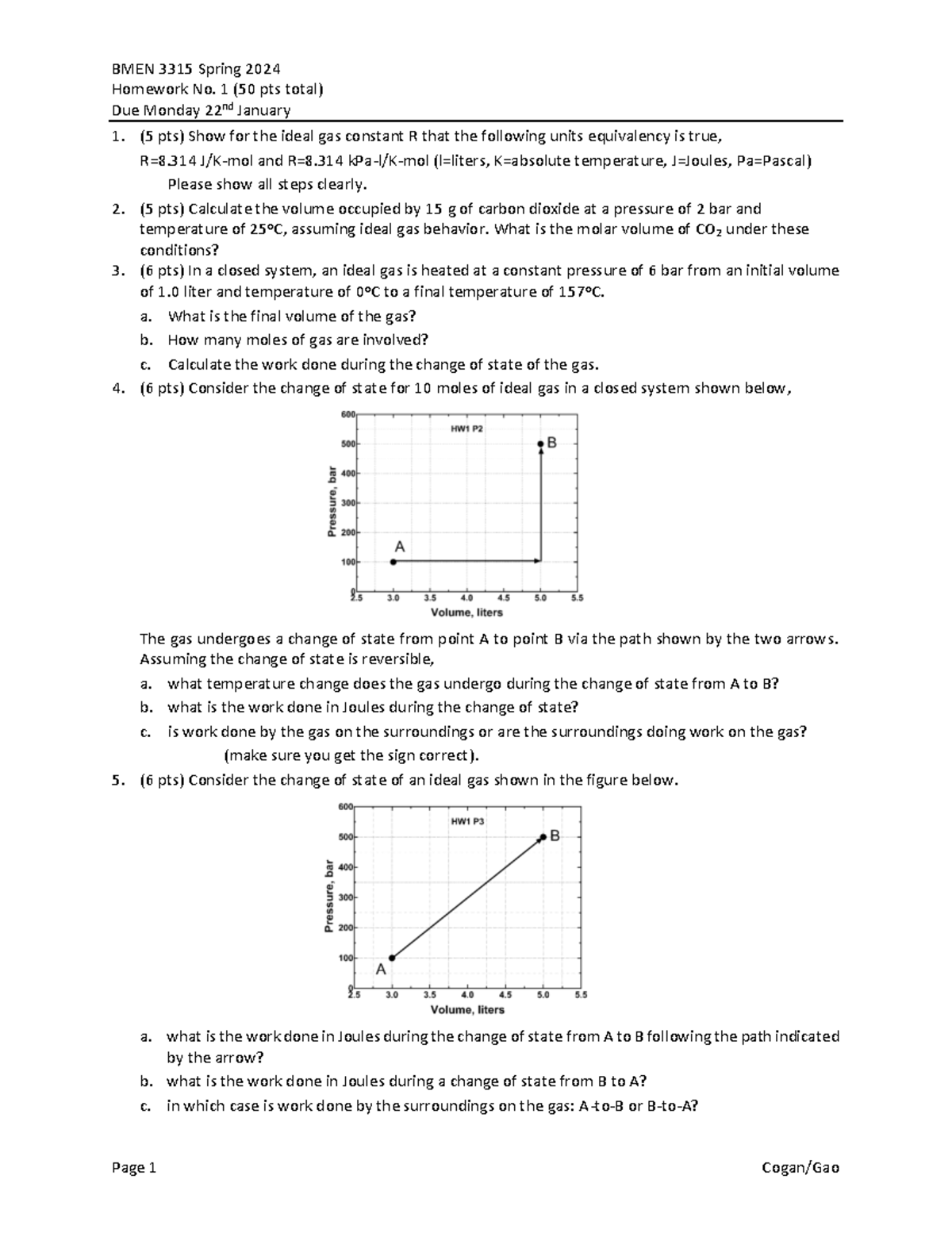 BMEN 3315 HW 1 - HW 1 - Homework No. 1 (50 pts total) Due Monday 22 nd ...