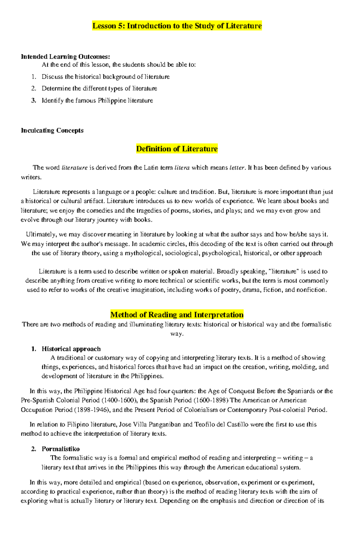 Lesson-4-Literature - Lecture notes are detailed written or typed ...