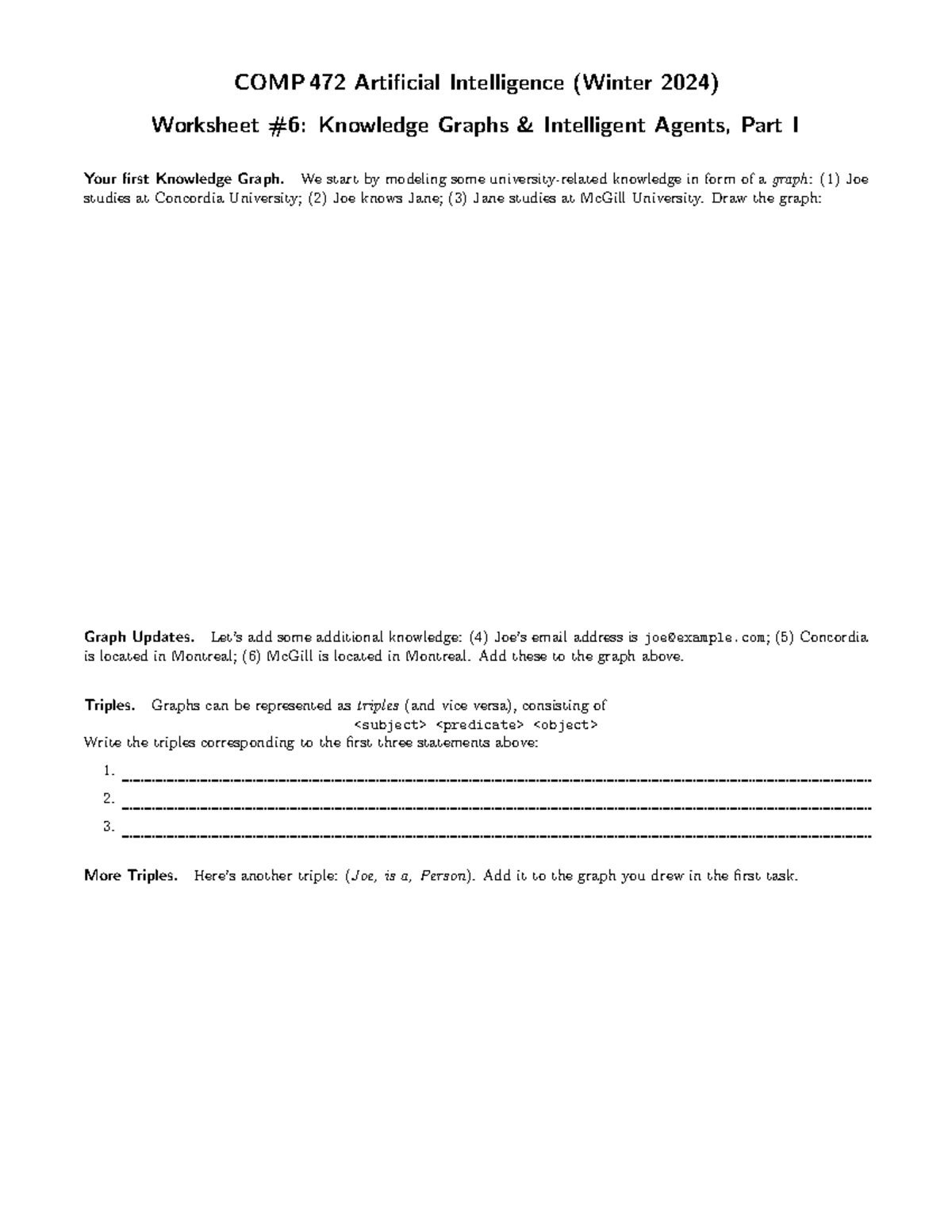 07 graph ex - COMP 472 Artificial Intelligence (Winter 2024) Worksheet ...