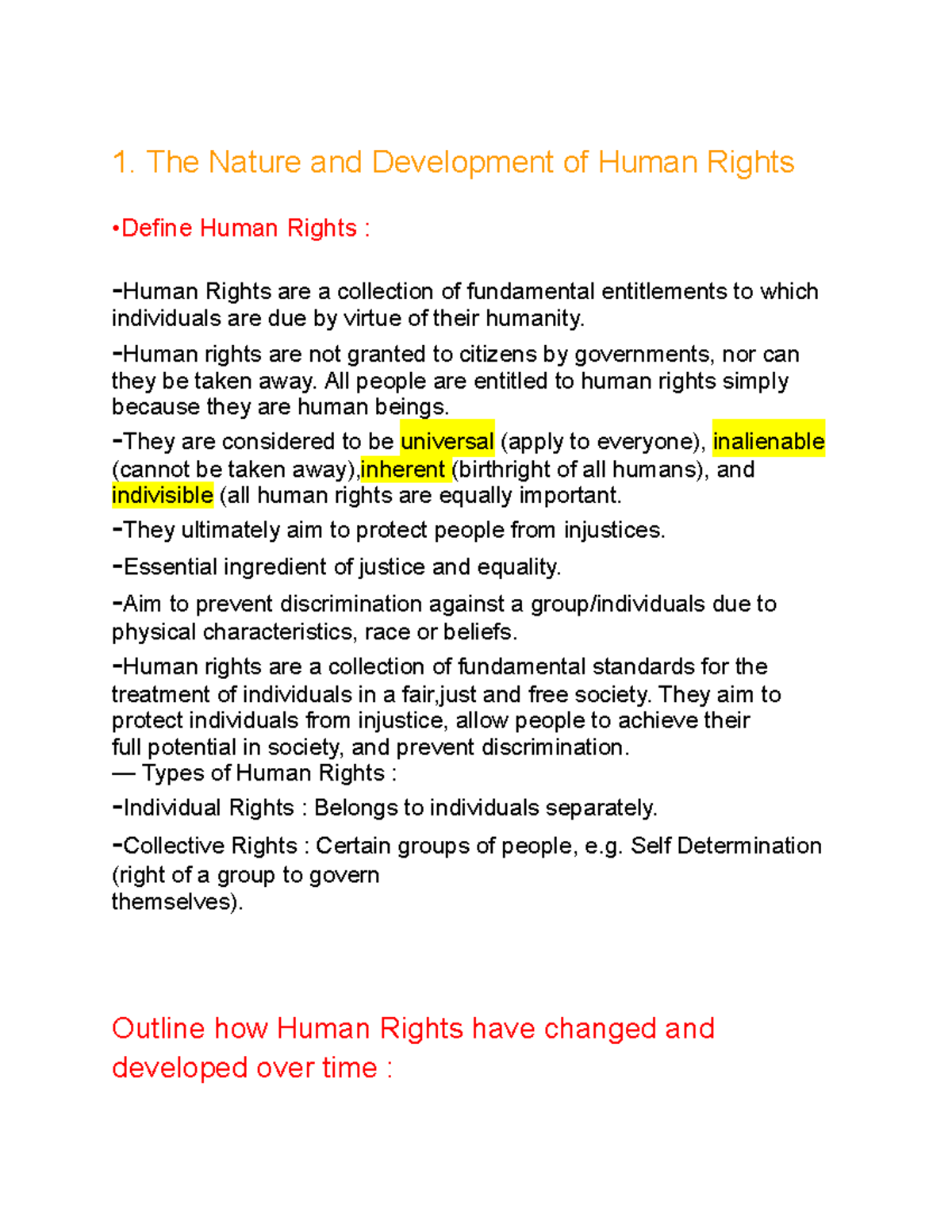 Legal Studies - Human Rights - 1. The Nature and Development of Human ...