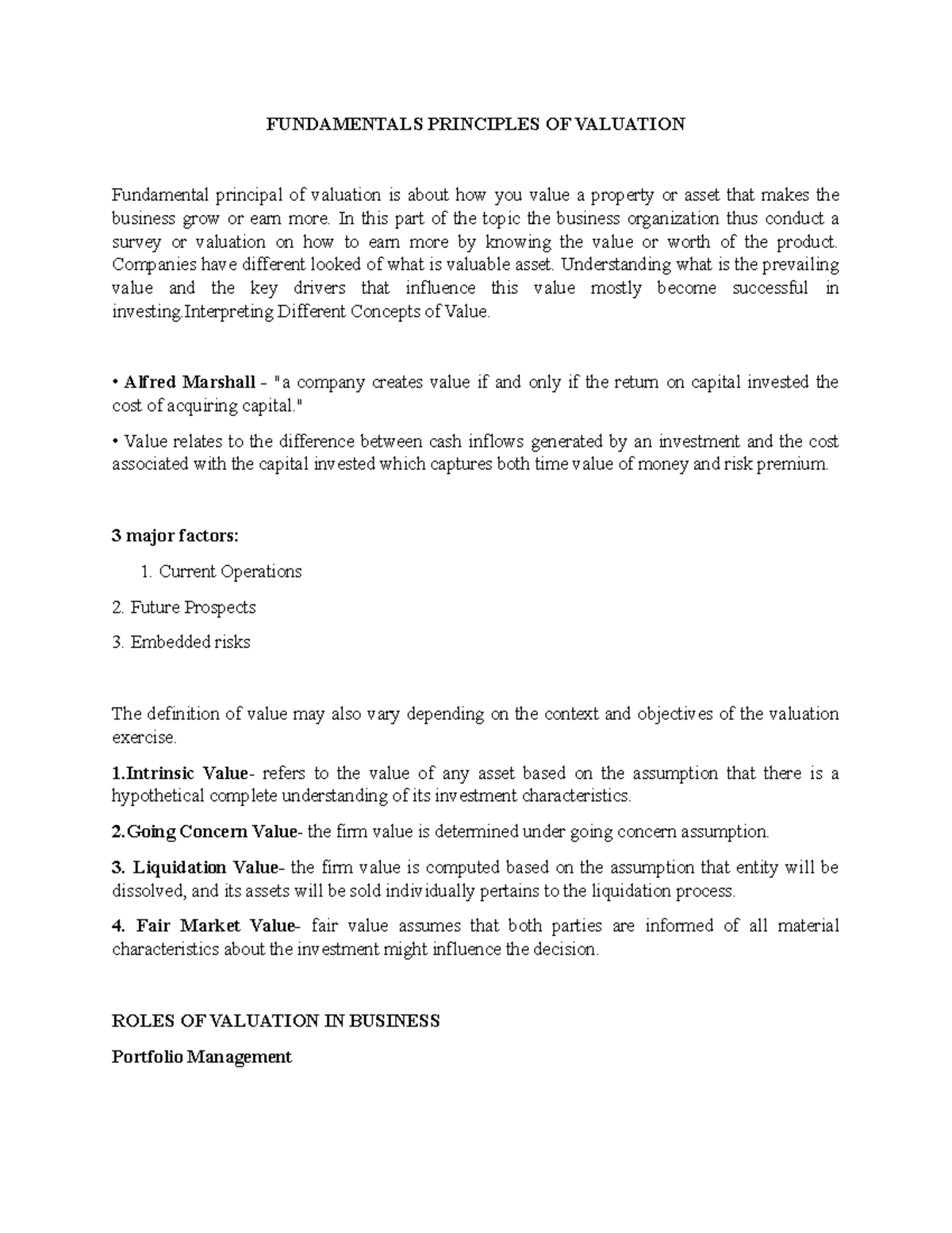 Fundamental Principles of Valuation - FUNDAMENTALS PRINCIPLES OF ...