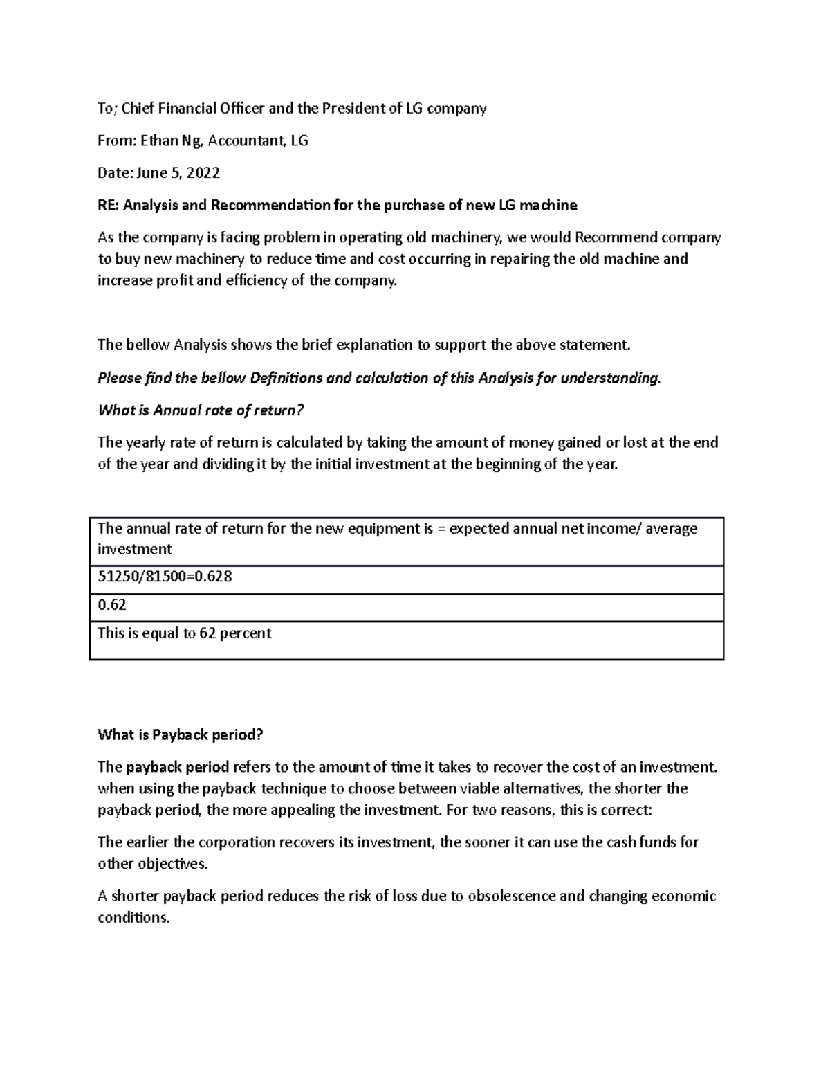 Final Accounts Memo - Accounting Memo for LG company, this will give ...