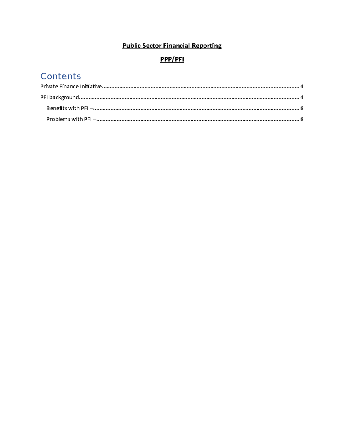 Public Sector Financial Reporting PPP-PFI - Public Sector Financial ...
