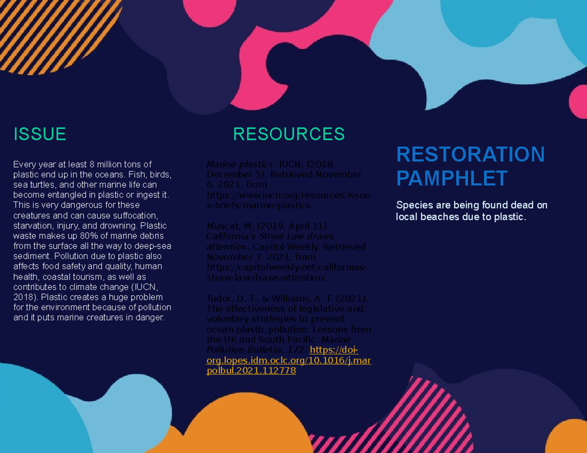 Restoration Pamphlet BIO-220 - ISSUE Every year at least 8 million tons ...