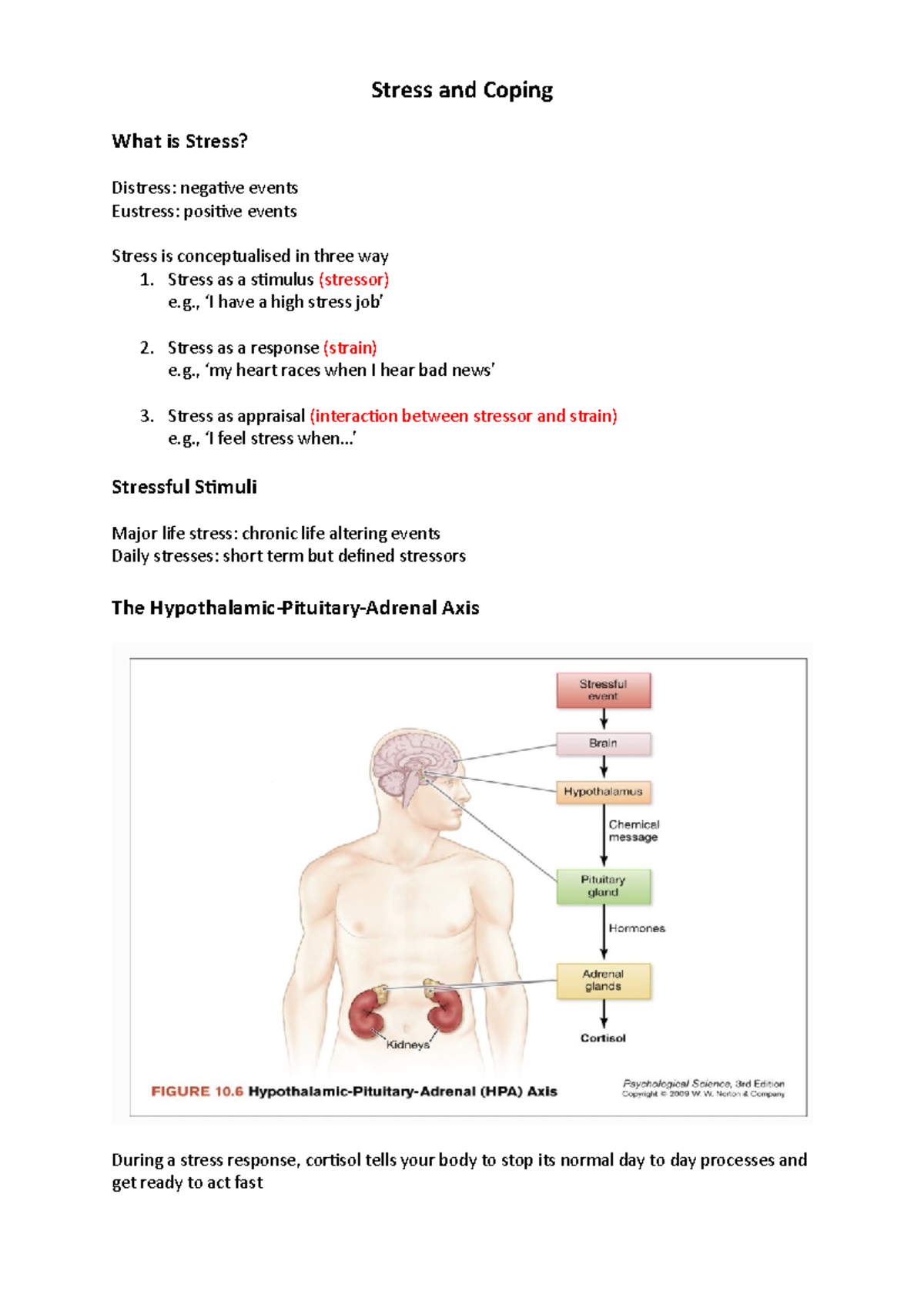 Week 7 - Stress and Coping - Stress and Coping What is Stress? Distress ...