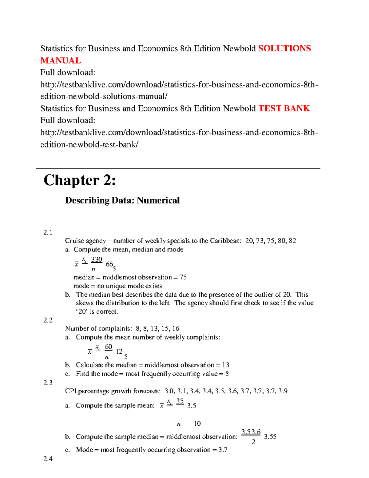 Chapter 2 solutions for the course data analytics. - BE601 - Studocu