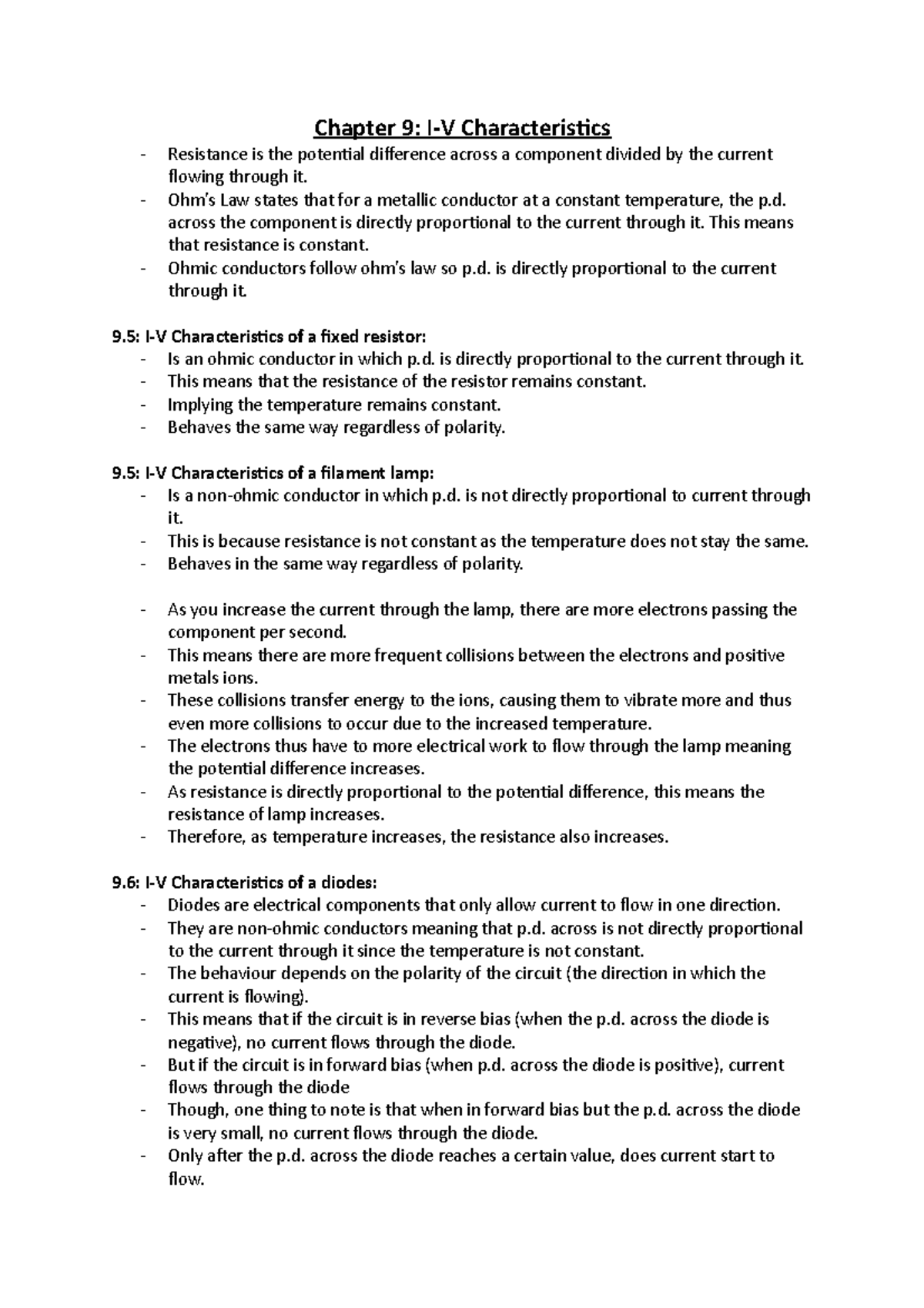 IV Characteristics - IV CHAR notes for comp - Chapter 9: I-V ...