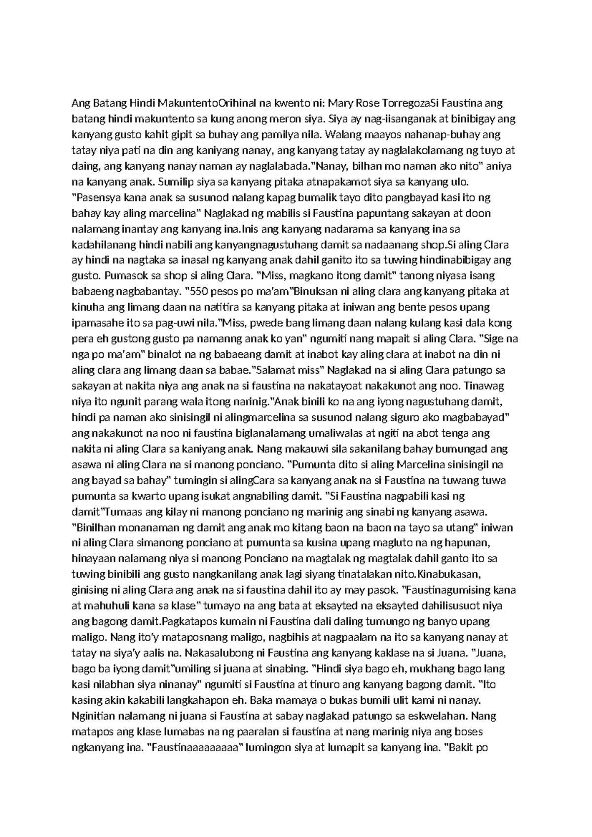 mga kwento nga dsf - Ang Batang Hindi MakuntentoOrihinal na kwento ni: Mary Rose TorregozaSi ...