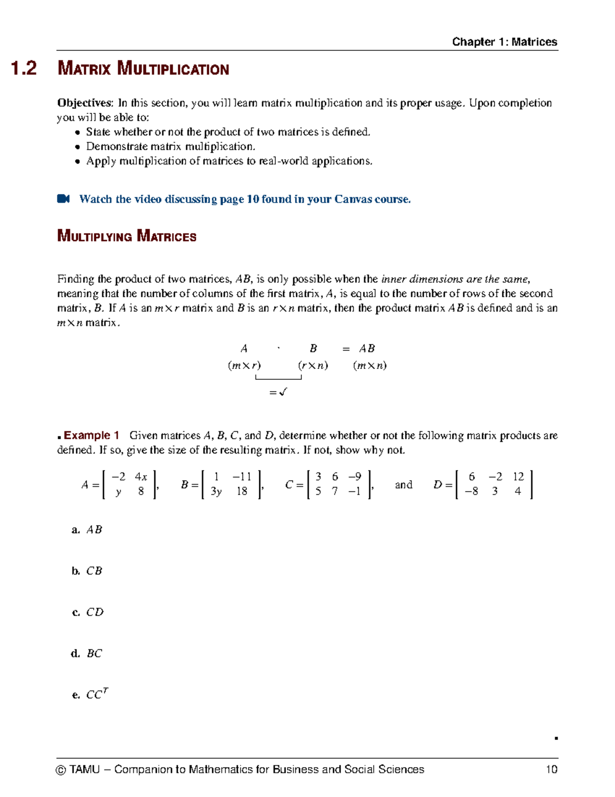 MATH140 Lecture Notes A Chapter 1 Section 2 - Chapter 1: Matrices 1 ...