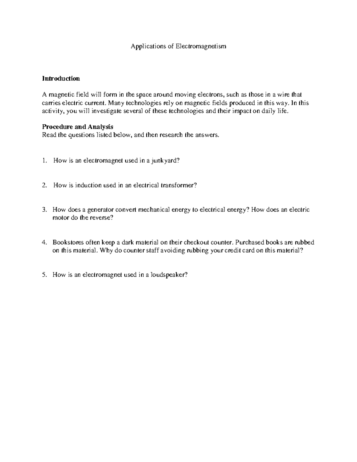 2 applications of electromagnetism-3 - Applications of Electromagnetism ...