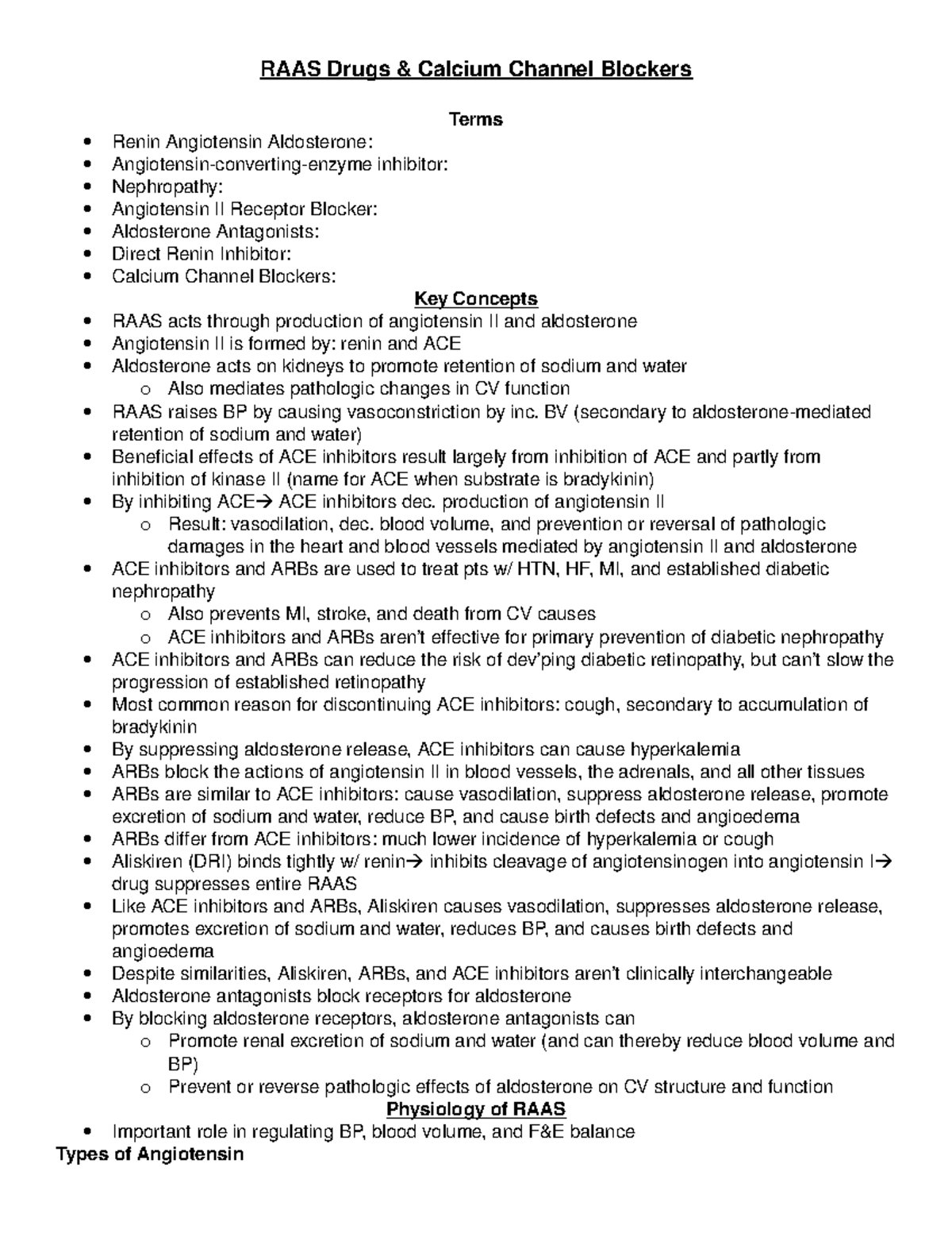 RAAS Drugs & calcium channel blockers - RAAS Drugs & Calcium Channel ...