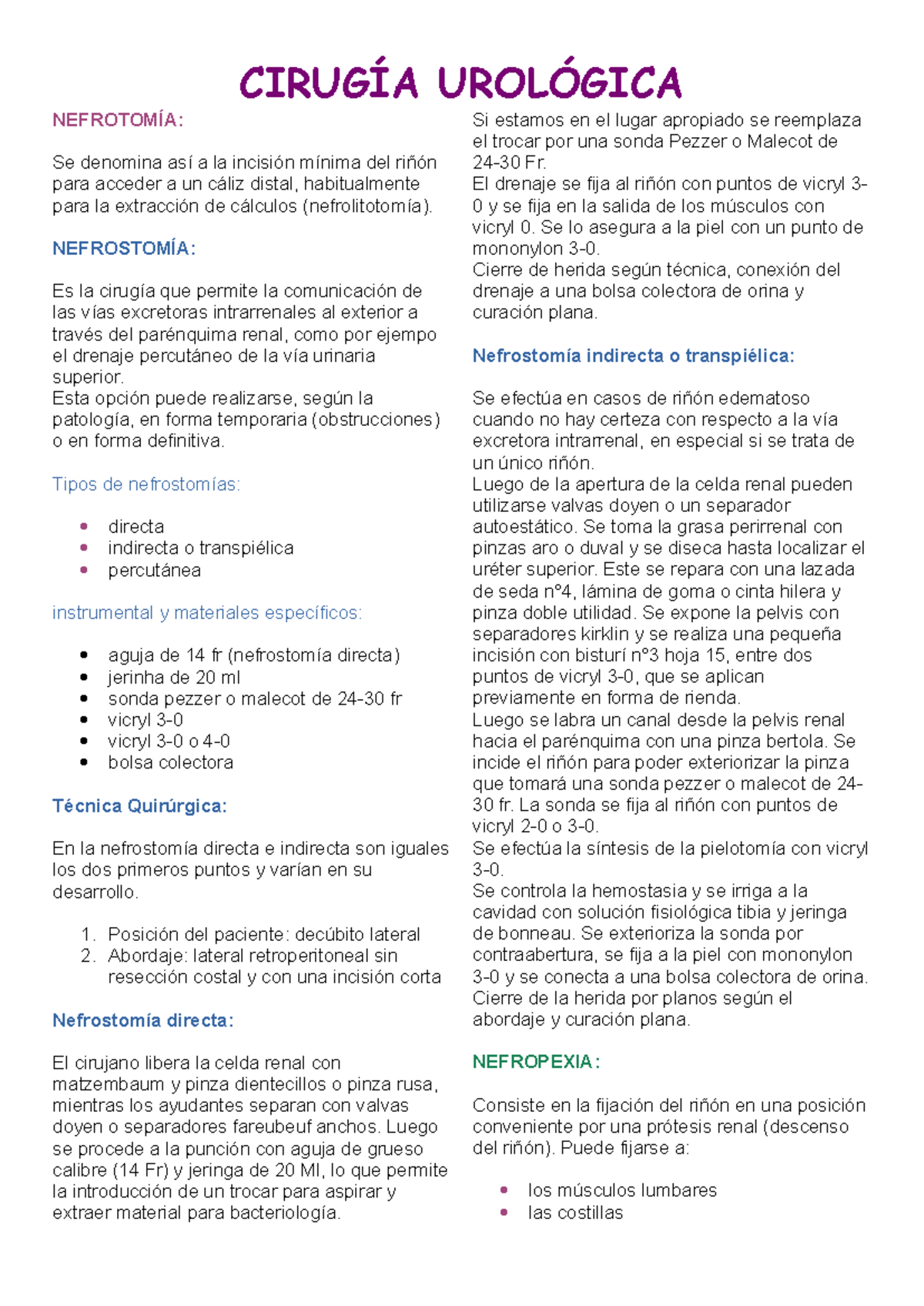 Cirugía urológica - fgd - CIRUGÍA UROLÓGICA NEFROTOMÍA: Se denomina así ...