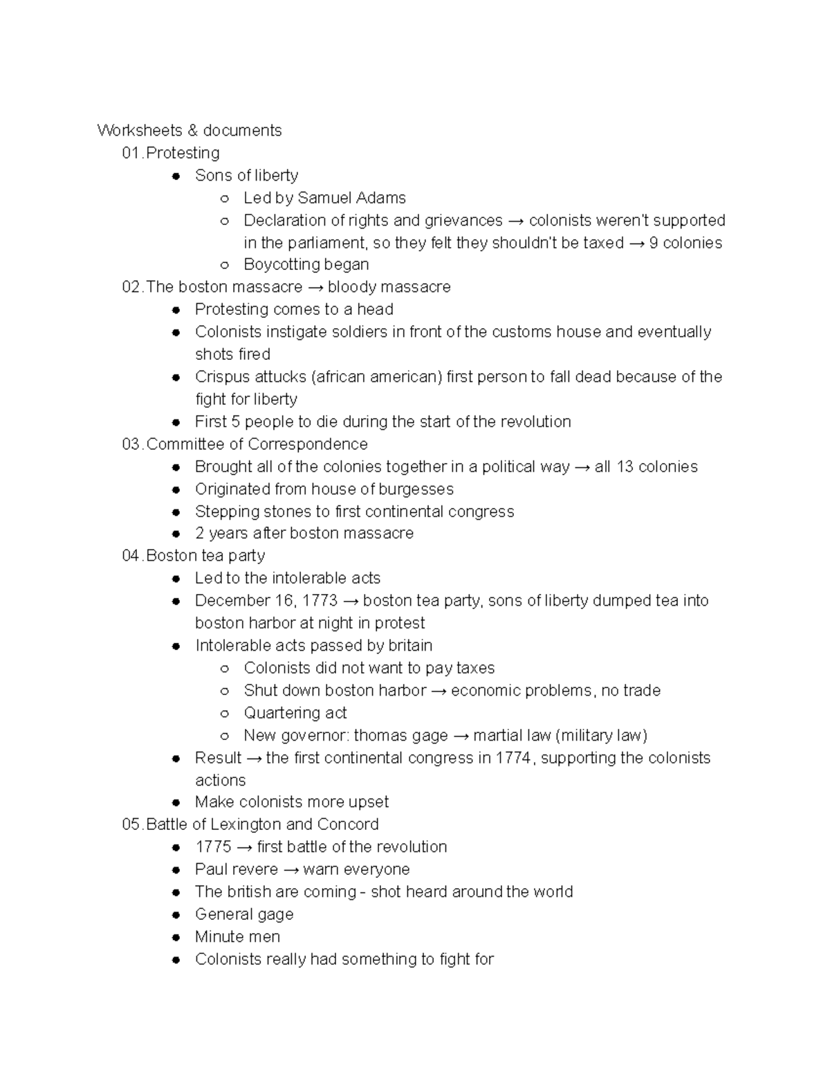 English History Notes - Worksheets & documents 01. Protesting Sons of ...