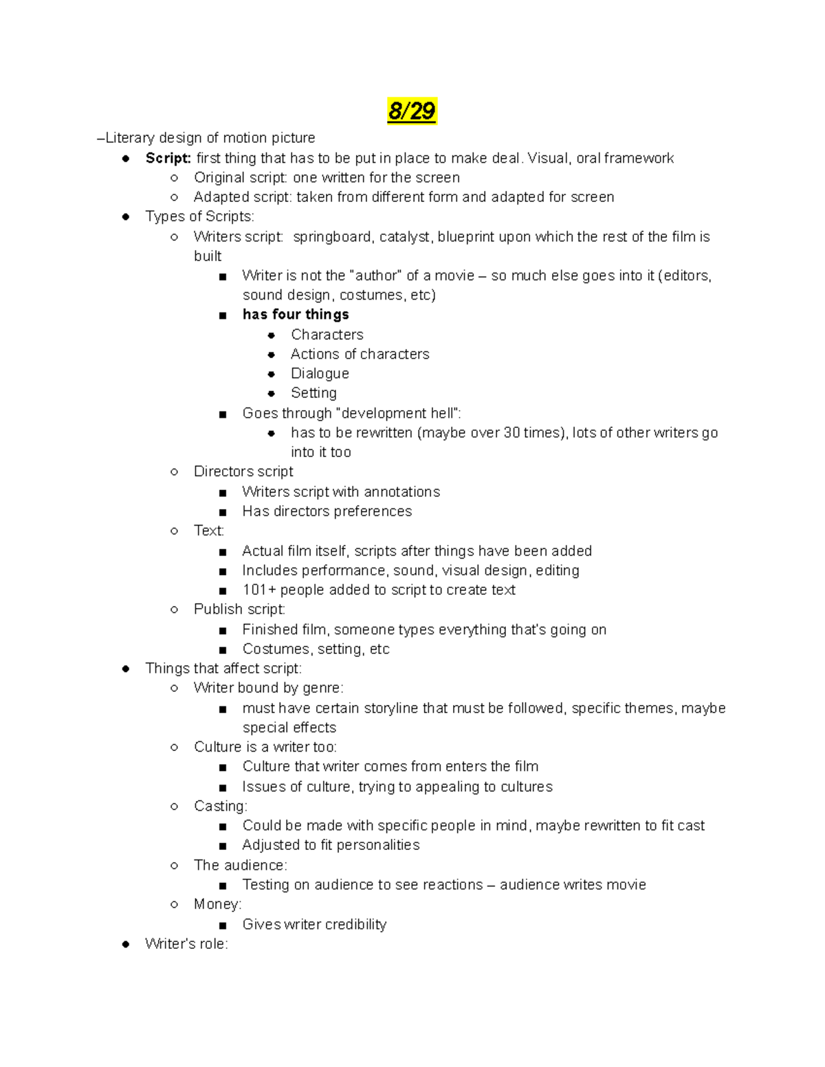 Literary Design - 8/ –Literary design of motion picture Script: first ...