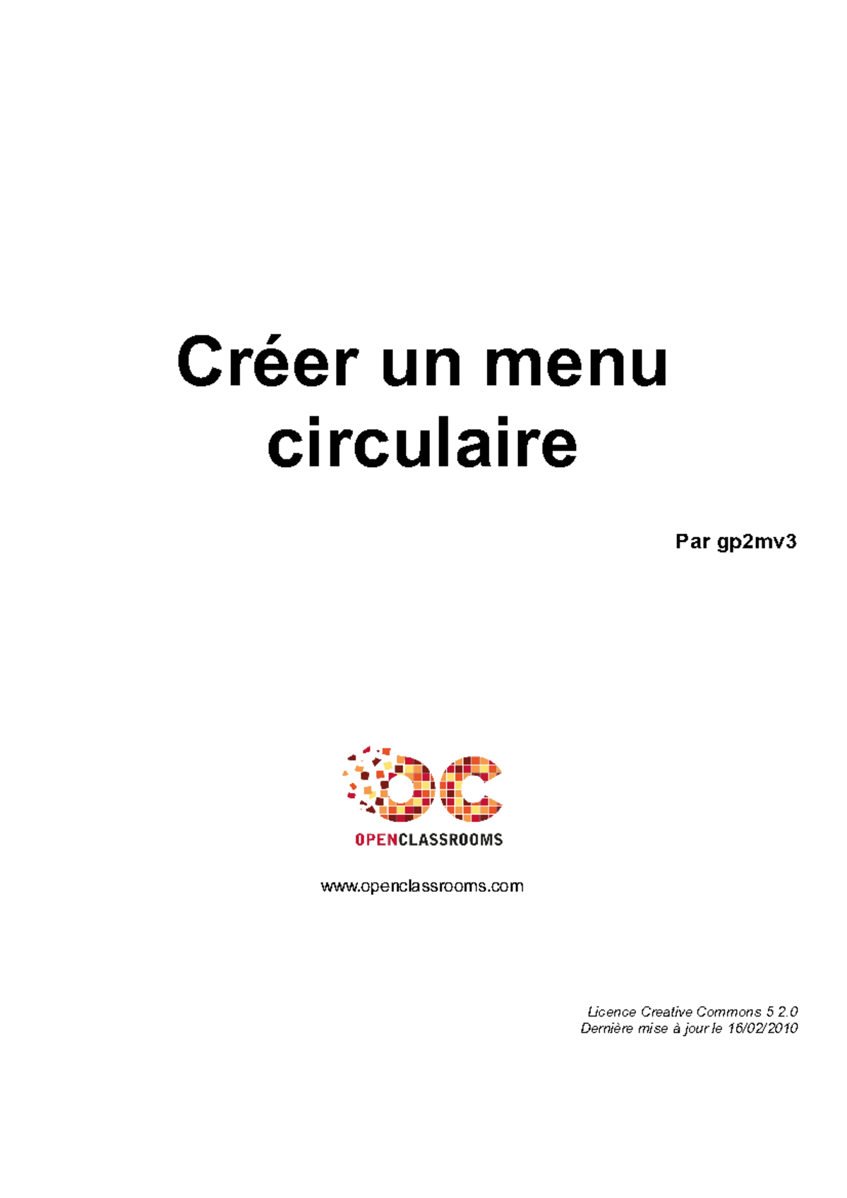 creer un menu circulaire - Créer un menu circulaire Par gp2mv openclassrooms Licence Creative ...