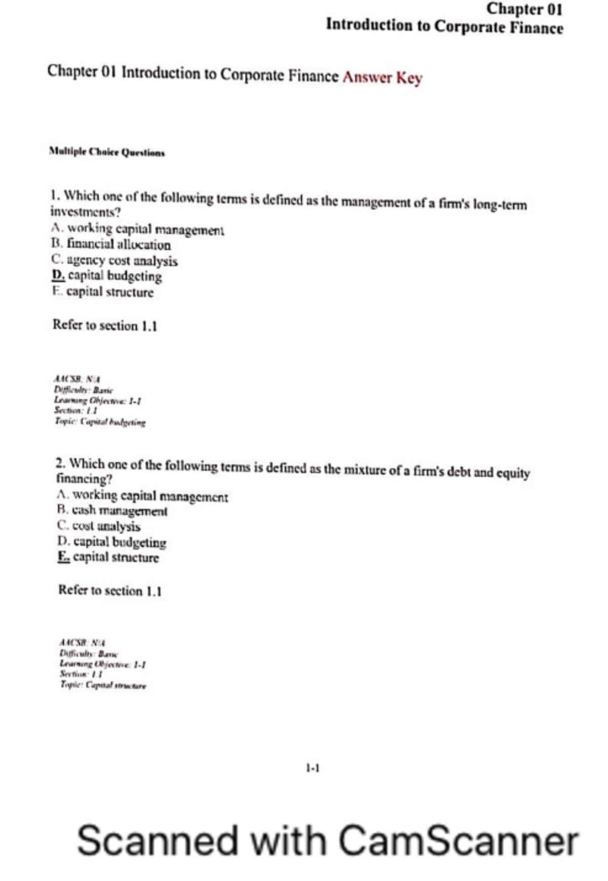 TCDN 1 - ÔN TRÚNG HẾT - Chapter 01 Introduction to Corporate Finance ...