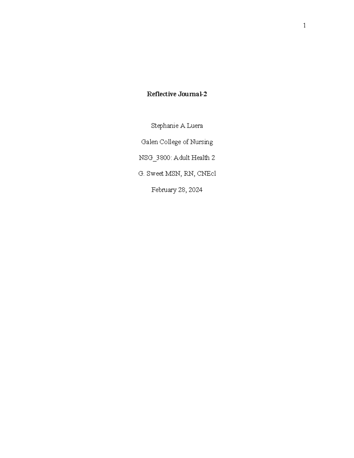 Reflective journal 1 AH2 - 1 Reflective Journal- Stephanie A Luera ...