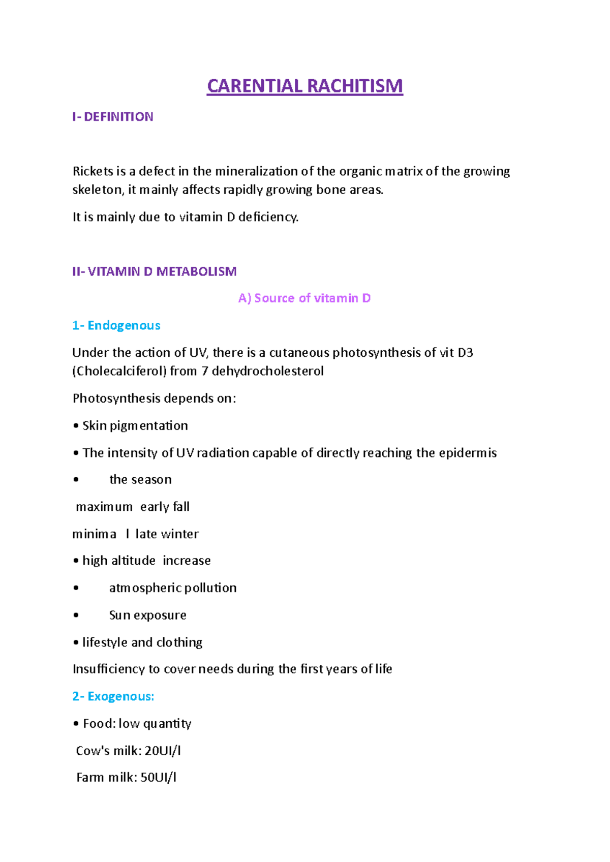 Carential Rachitism - CARENTIAL RACHITISM I- DEFINITION Rickets is a ...
