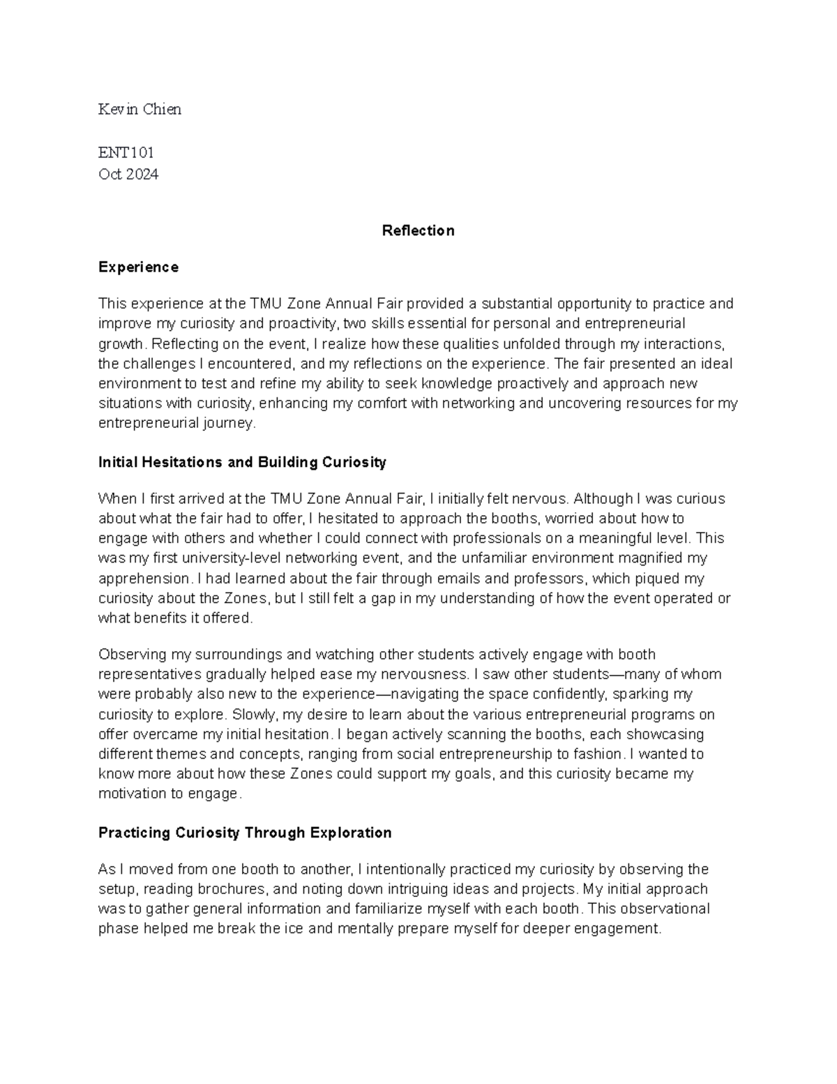 Assignment #6 - 1w3s - Kevin Chien ENT Oct 2024 Reflection Experience ...