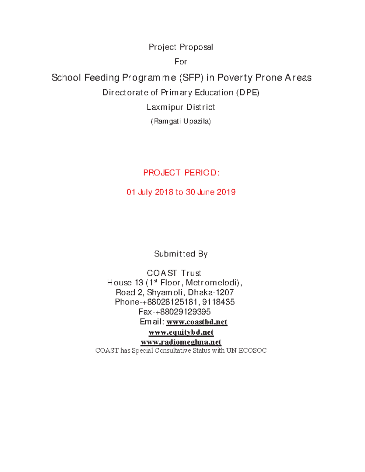 1 - tutorial - Project Proposal For School Feeding Programme (SFP) in ...