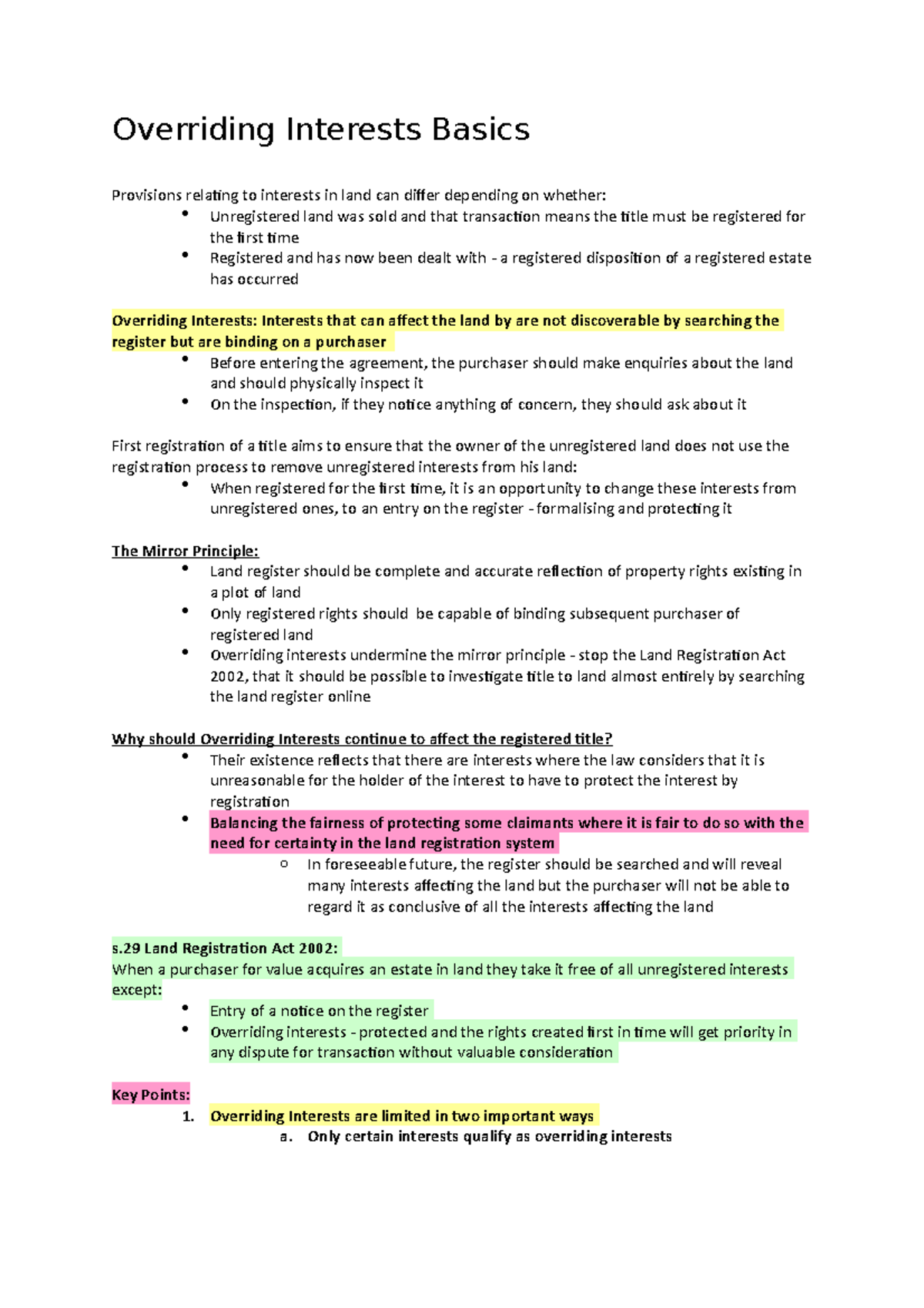 Overriding Interests Basics - Overriding Interests Basics Provisions ...